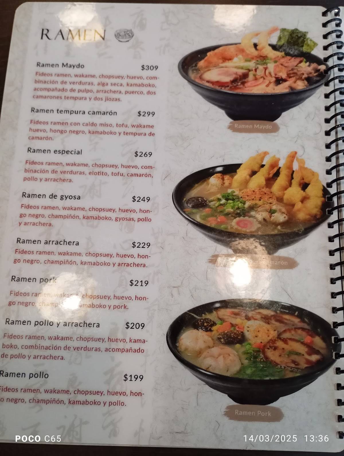 Carta del restaurante MAYDO, Mexicali
