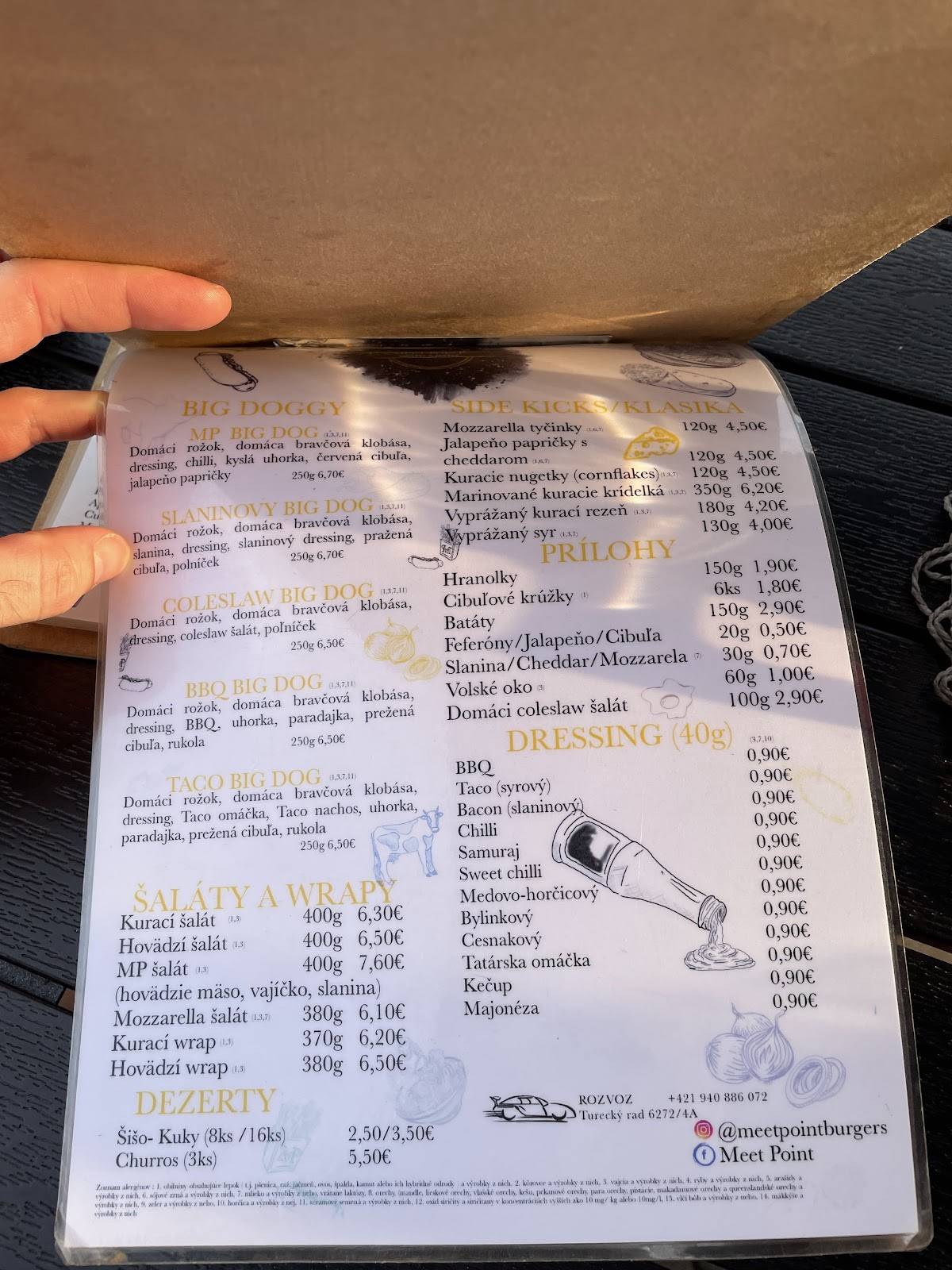 Menu at MEET POINT restaurant, Levice