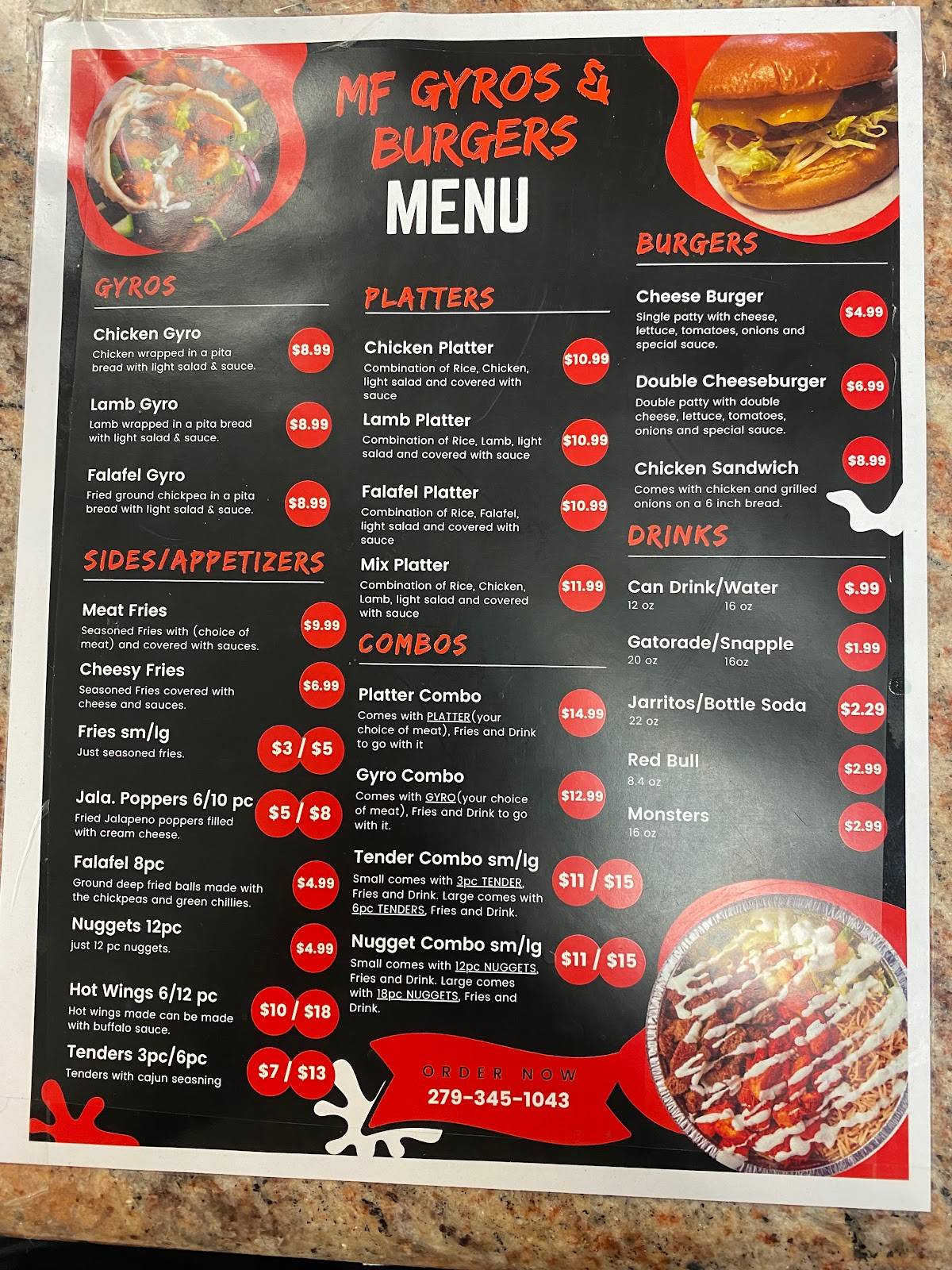 Carta del restaurante MF Gyros & Burgers, Sacramento