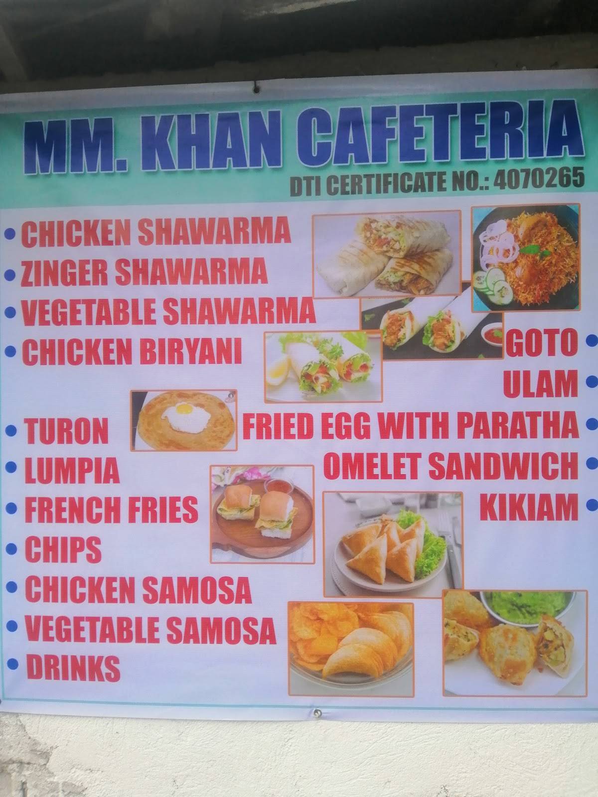 Menu at MM. KHAN CAFETERIA, Silang