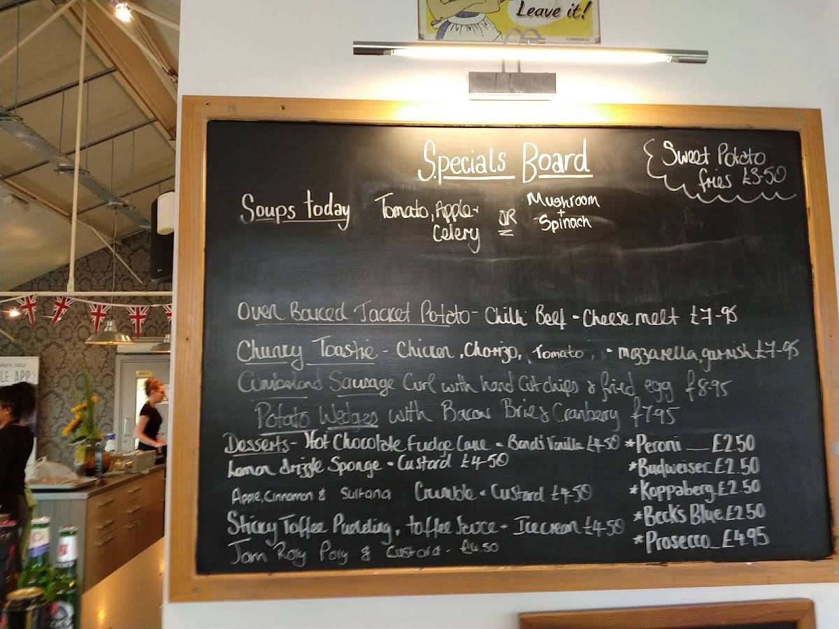 Menu at Ma Bakers Cafe @ World of Water, Ribby-with-Wrea