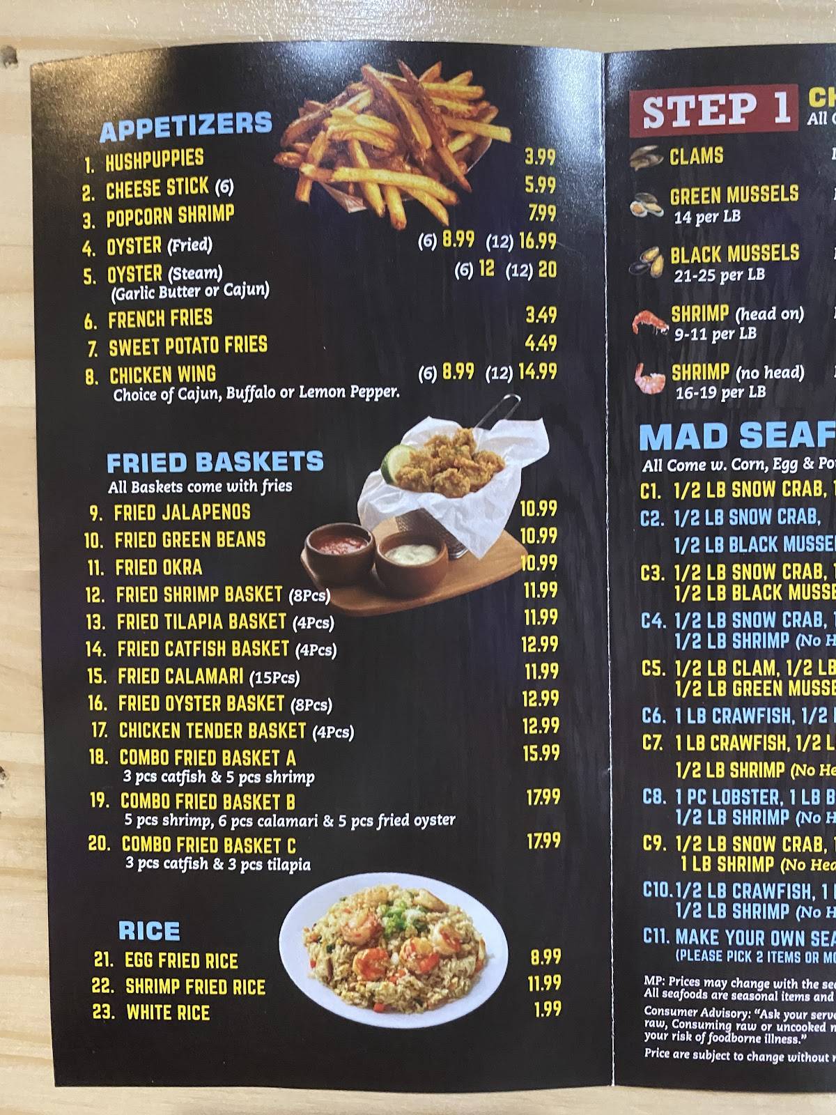 Menu at Mad Crab restaurant, Oak Park