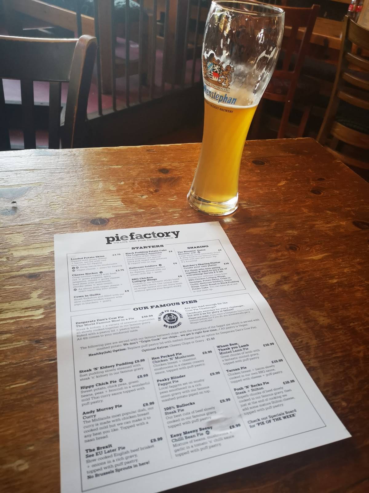 Menu at Mad O'Rourke's Pie Factory pub & bar, Tipton