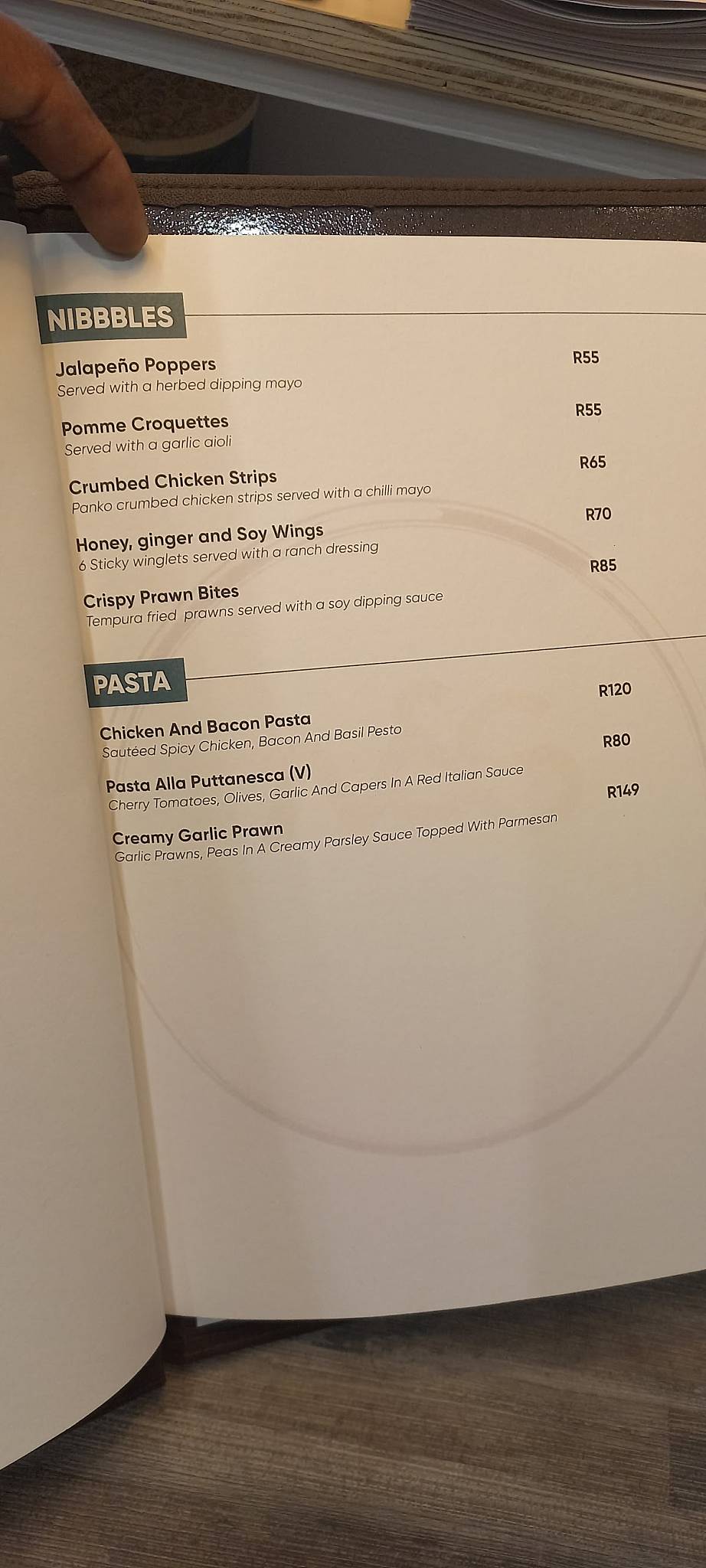 Menu at Madam & Sir Florida Road restaurant, Durban