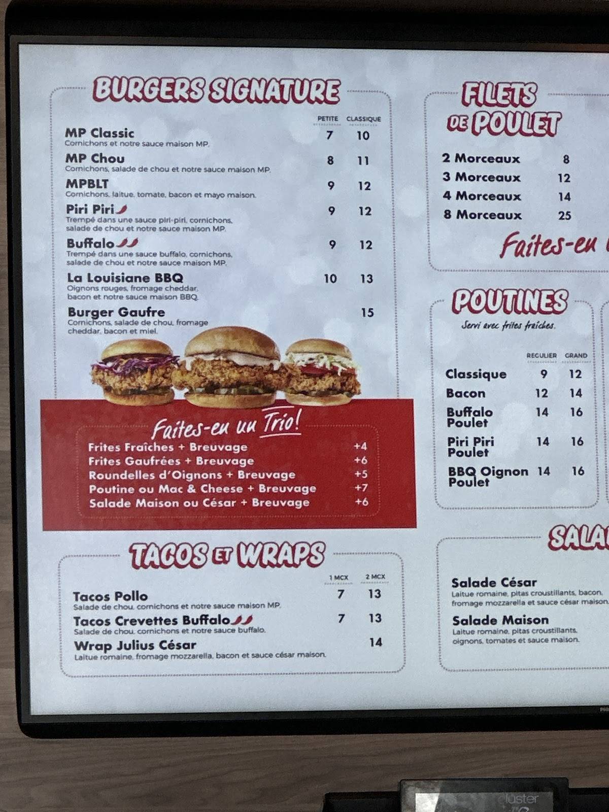 Menu au Madame Poulet restaurant, Blainville, Bd Michèle-Bohec