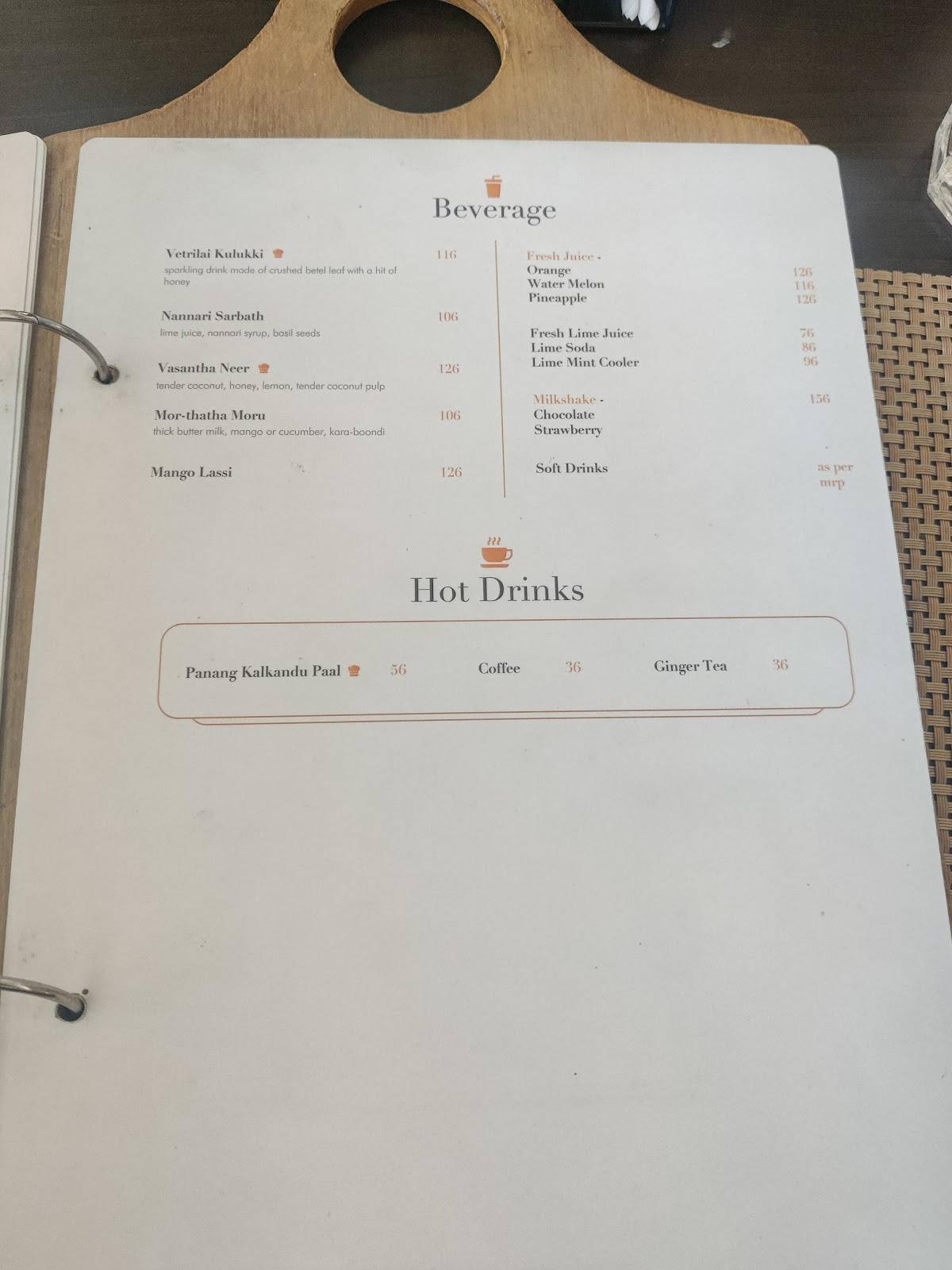 Menu at Madras Machan's, Chennai