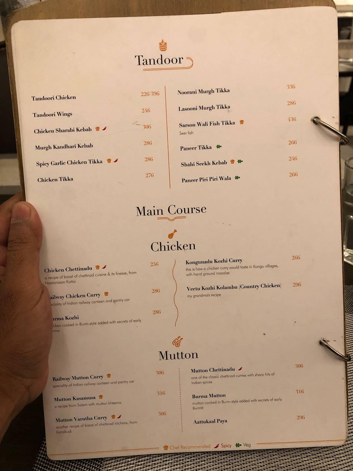 Menu at Madras Machan's, Chennai