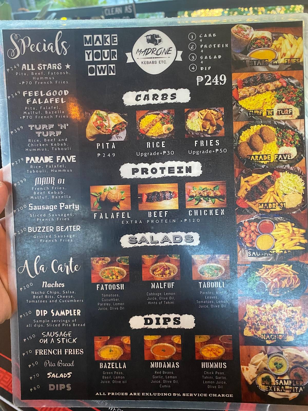 Menu at Madrone restaurant, Manila