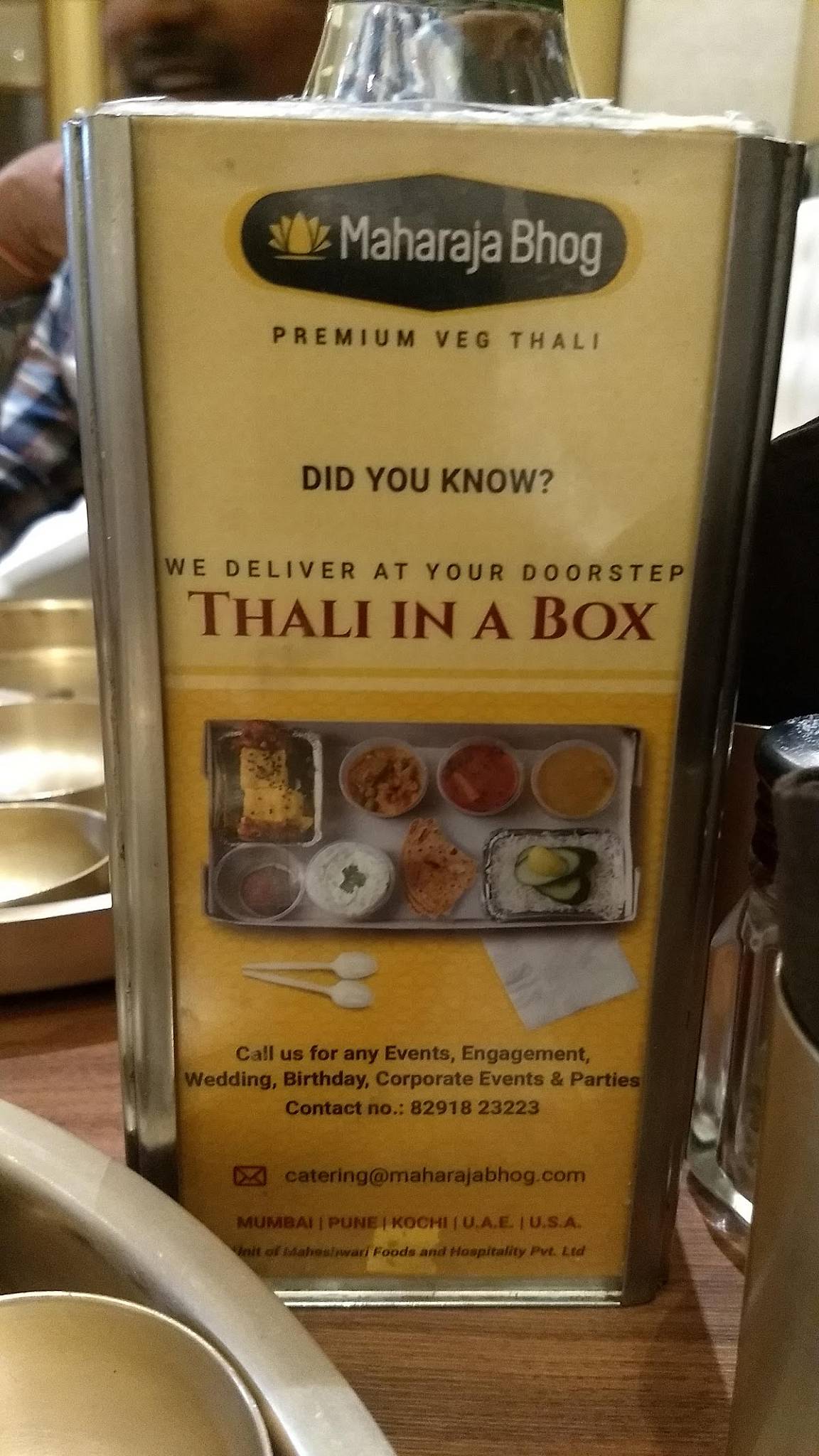 Menu at Maharaja Bhog Premium Veg Thali, Pune