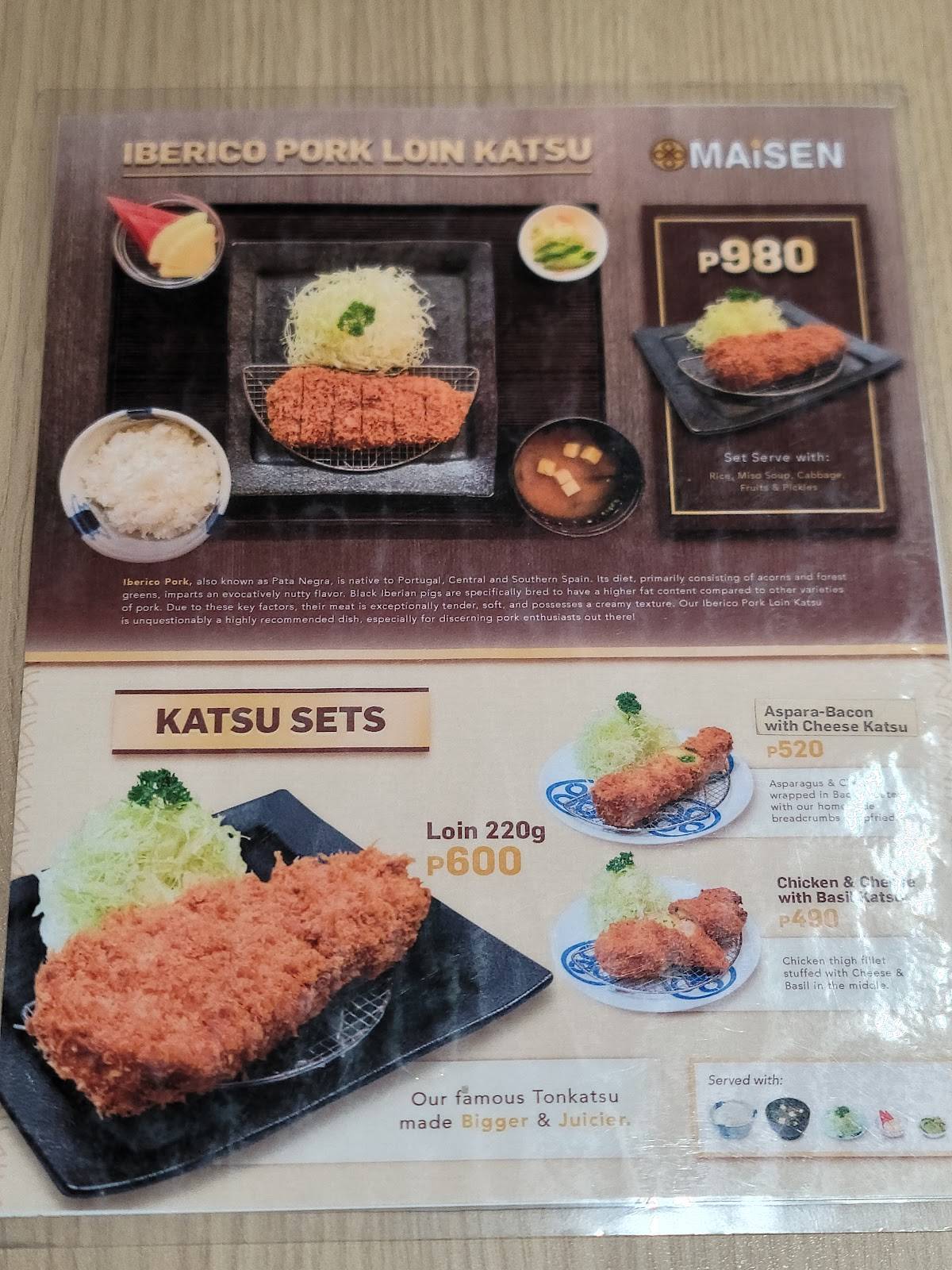 Menu at Maisen Tonkatsu - Shangri-La at the Fort pub & bar, Taguig