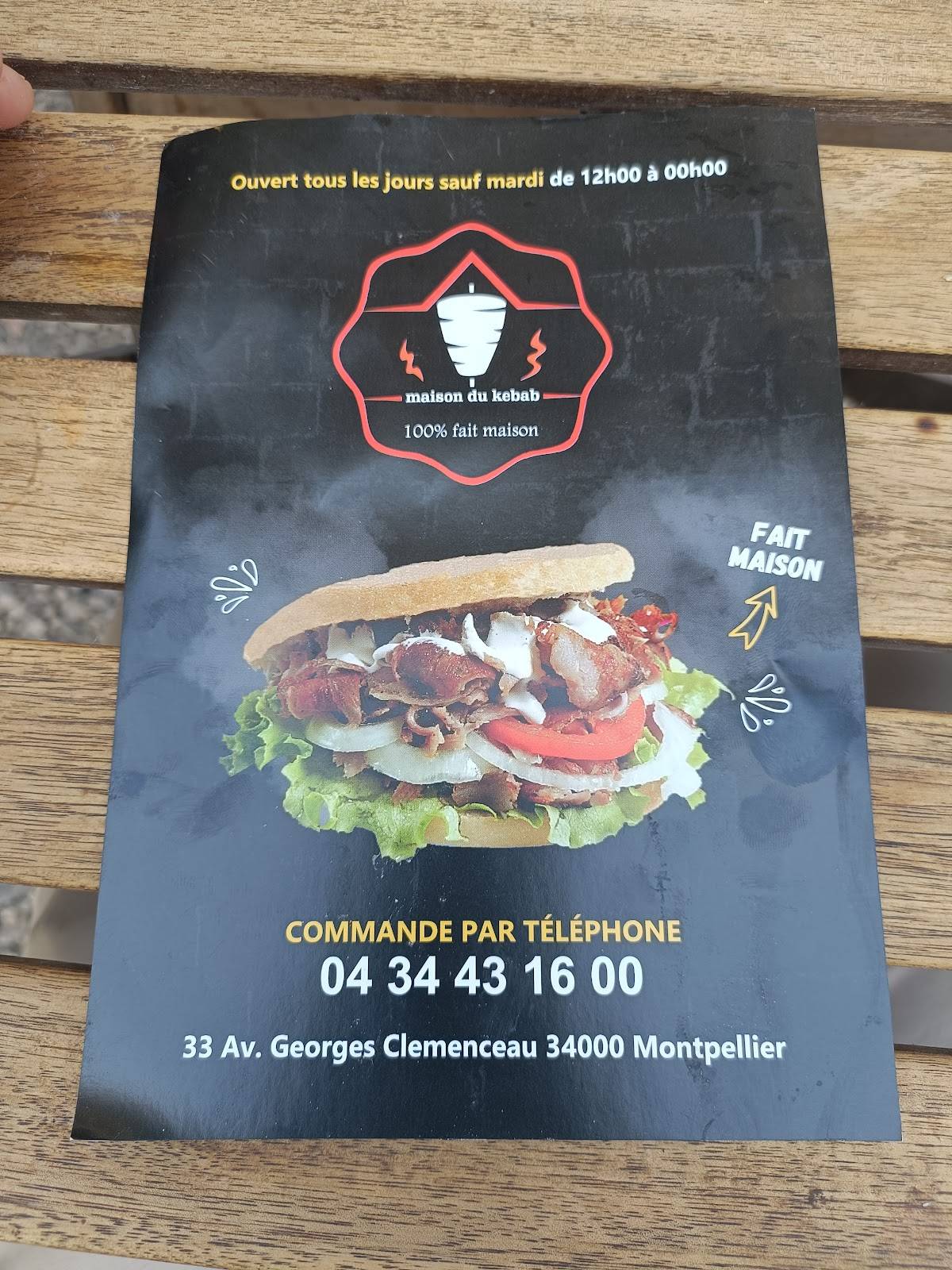 Menu au Maison du kebab restaurant, Montpellier