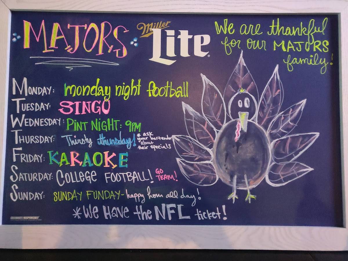 Menu at Majors pub & bar, Edmond