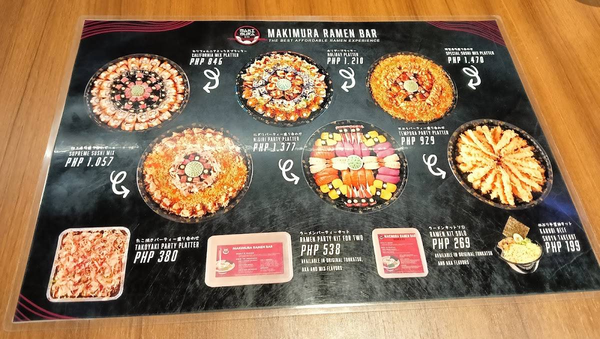 Menu at Makimura Ramen Bar - SM North EDSA, Quezon City