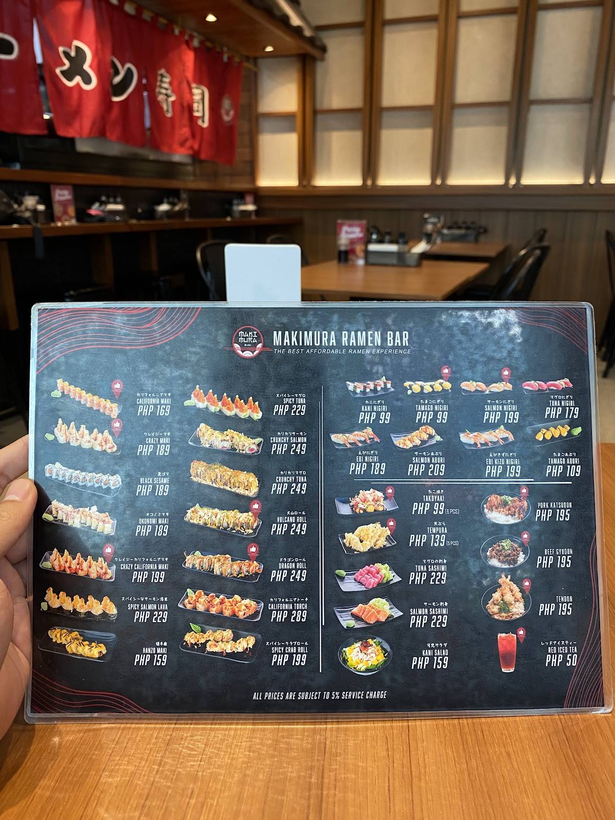 Carta de Makimura Ramen Bar - SM North EDSA, Ciudad Quezon