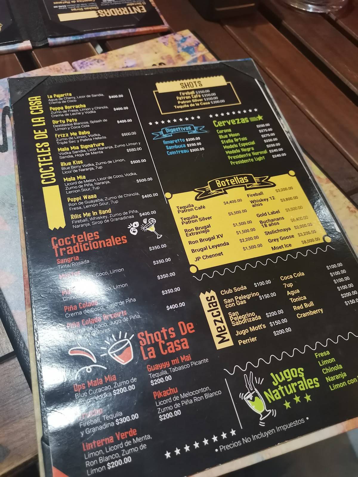Carta de Mala Mía Urban Kitchen & Bar, Santo Domingo