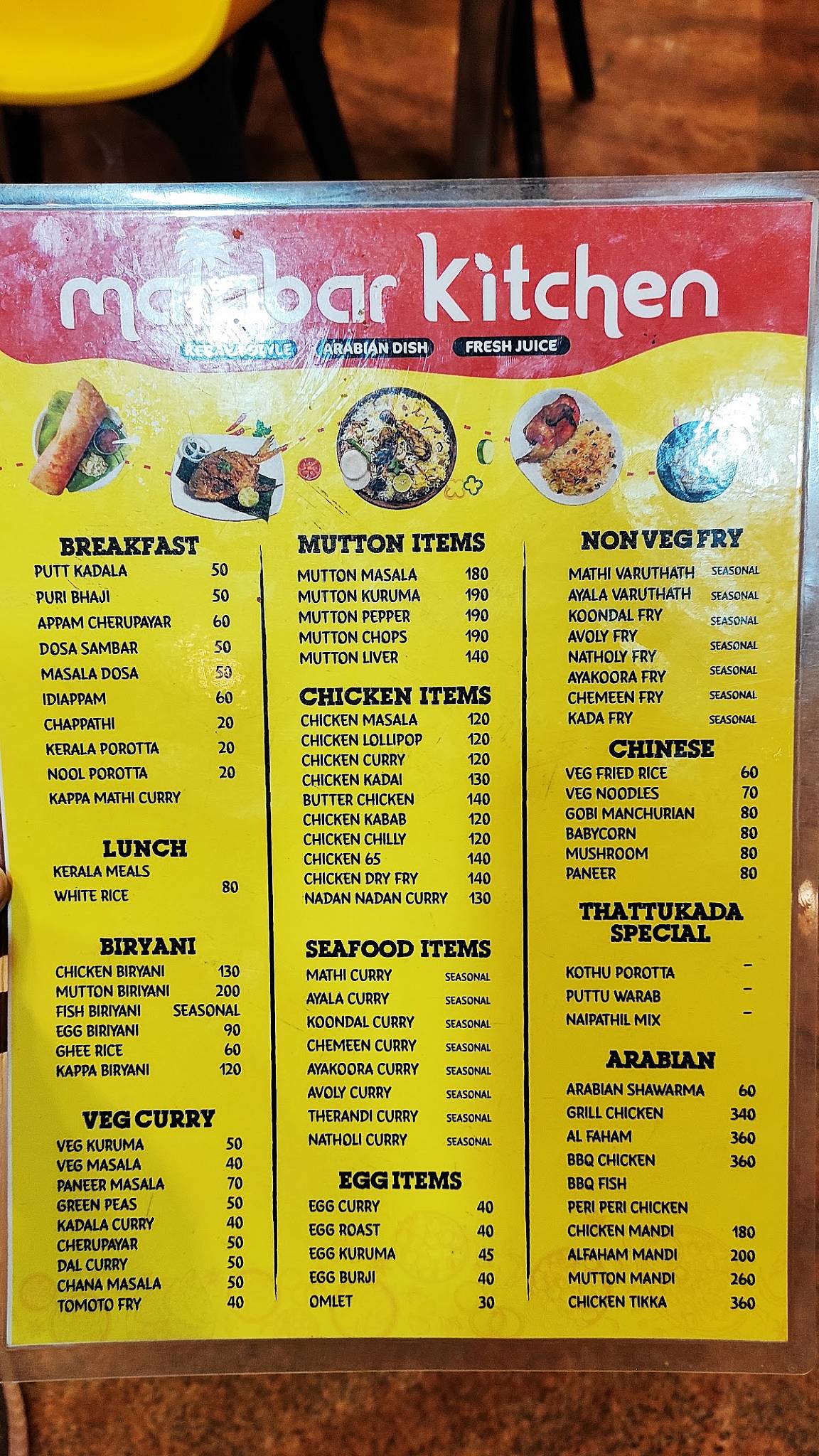 Menu at Malabar Kitchen, Bengaluru, Begur Rd