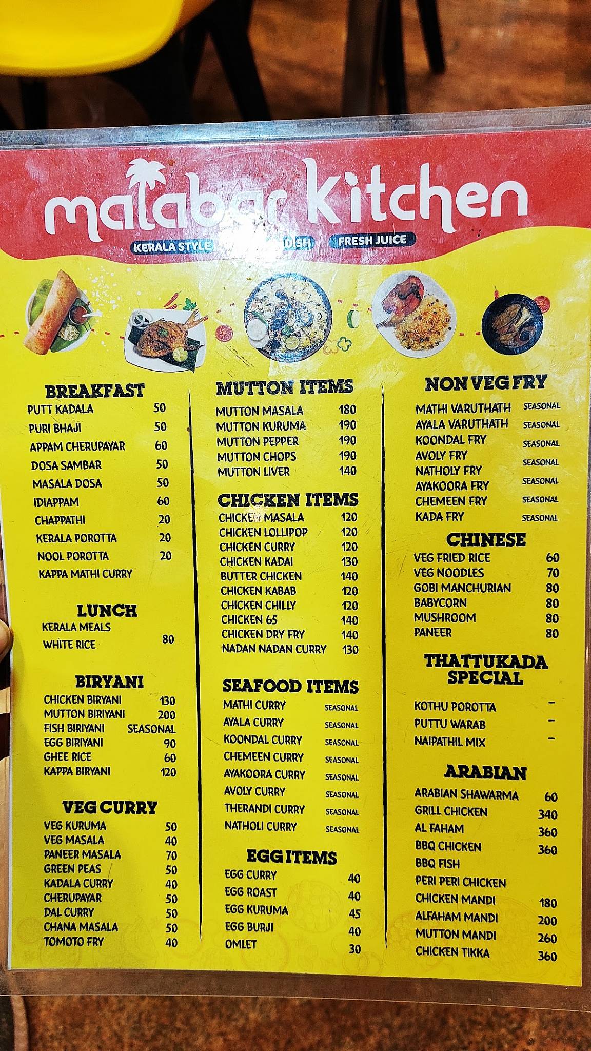Menu at Malabar Kitchen, Bengaluru, Begur Rd