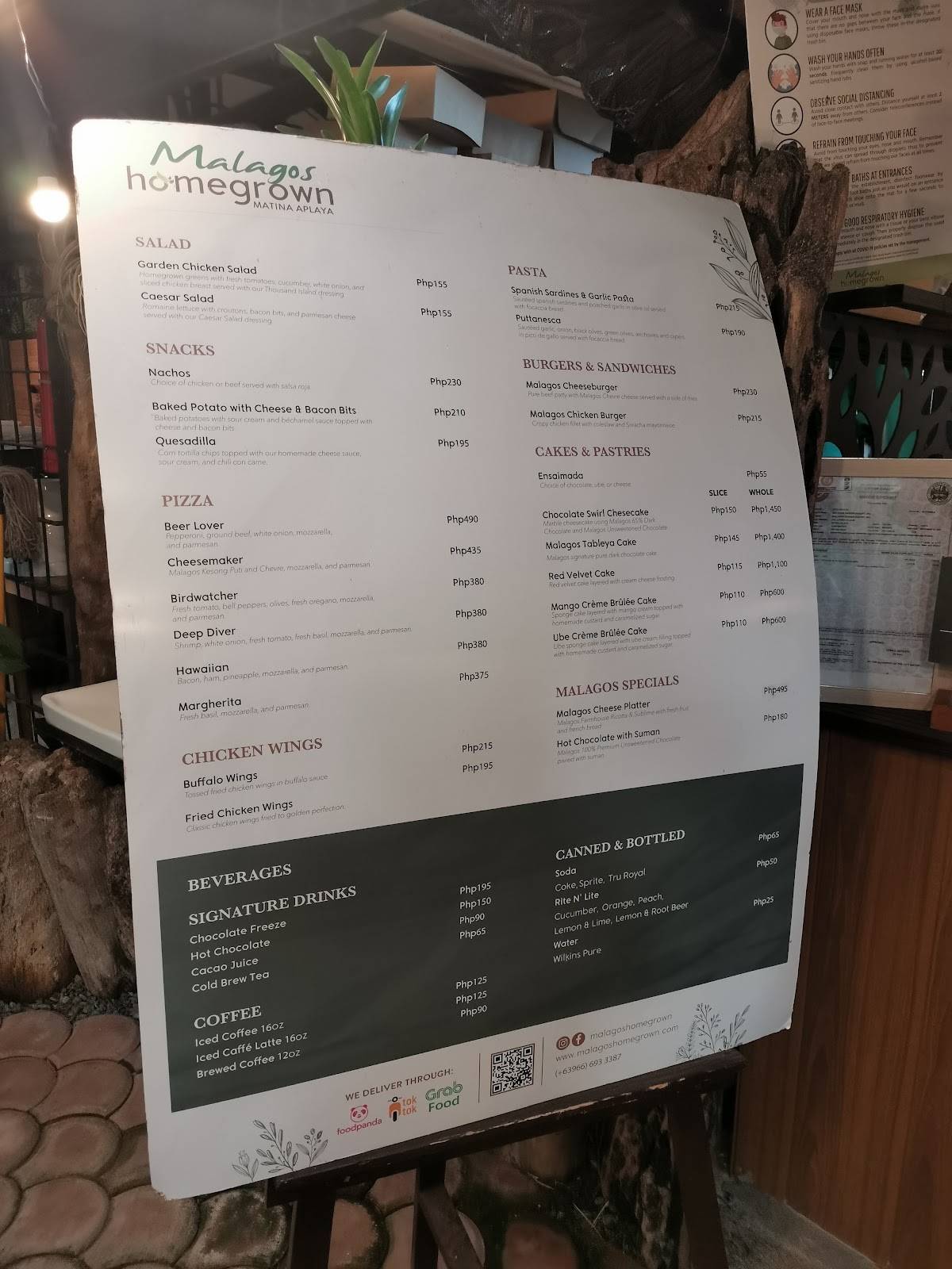 Menu at Malagos Homegrown Cafe - Matina Aplaya, Davao City