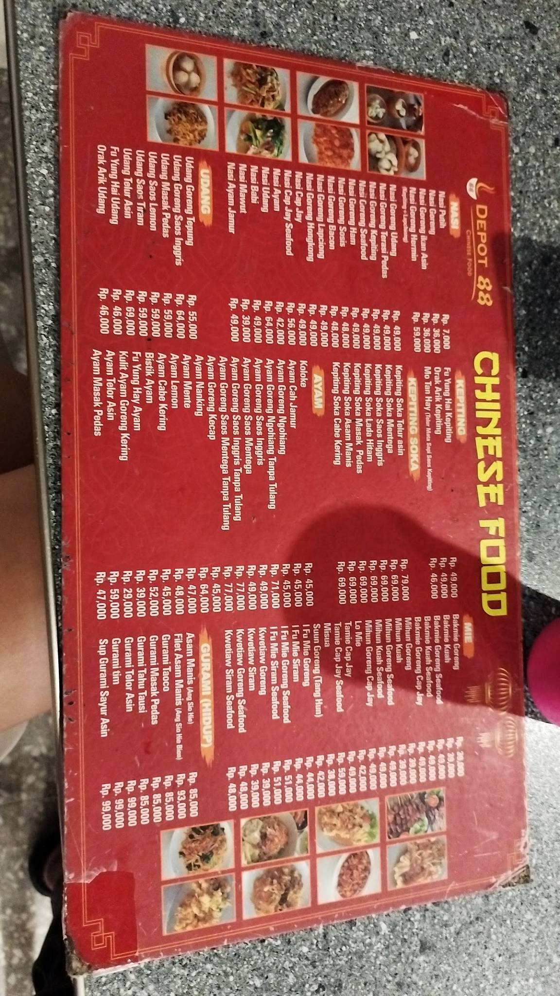 Menu at Depot 88 - Araya restaurant, Malang