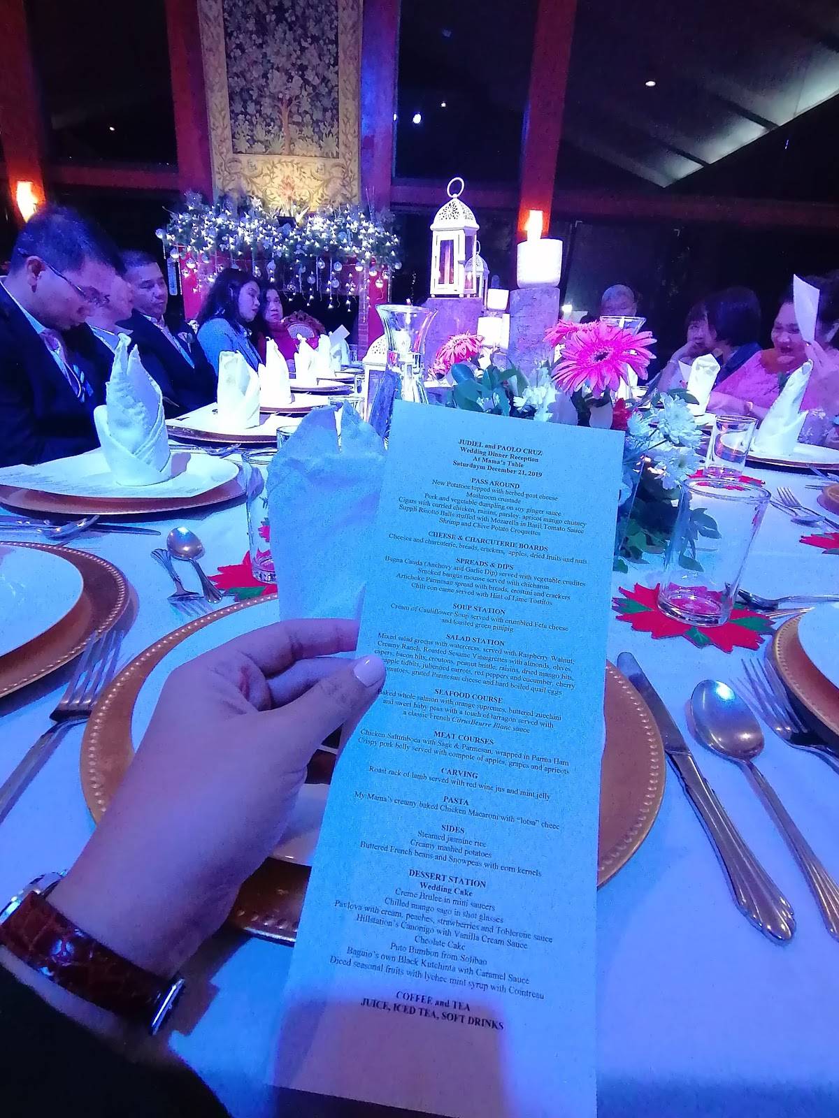Menu at Mama's Table Private Dining restaurant, La Trinidad