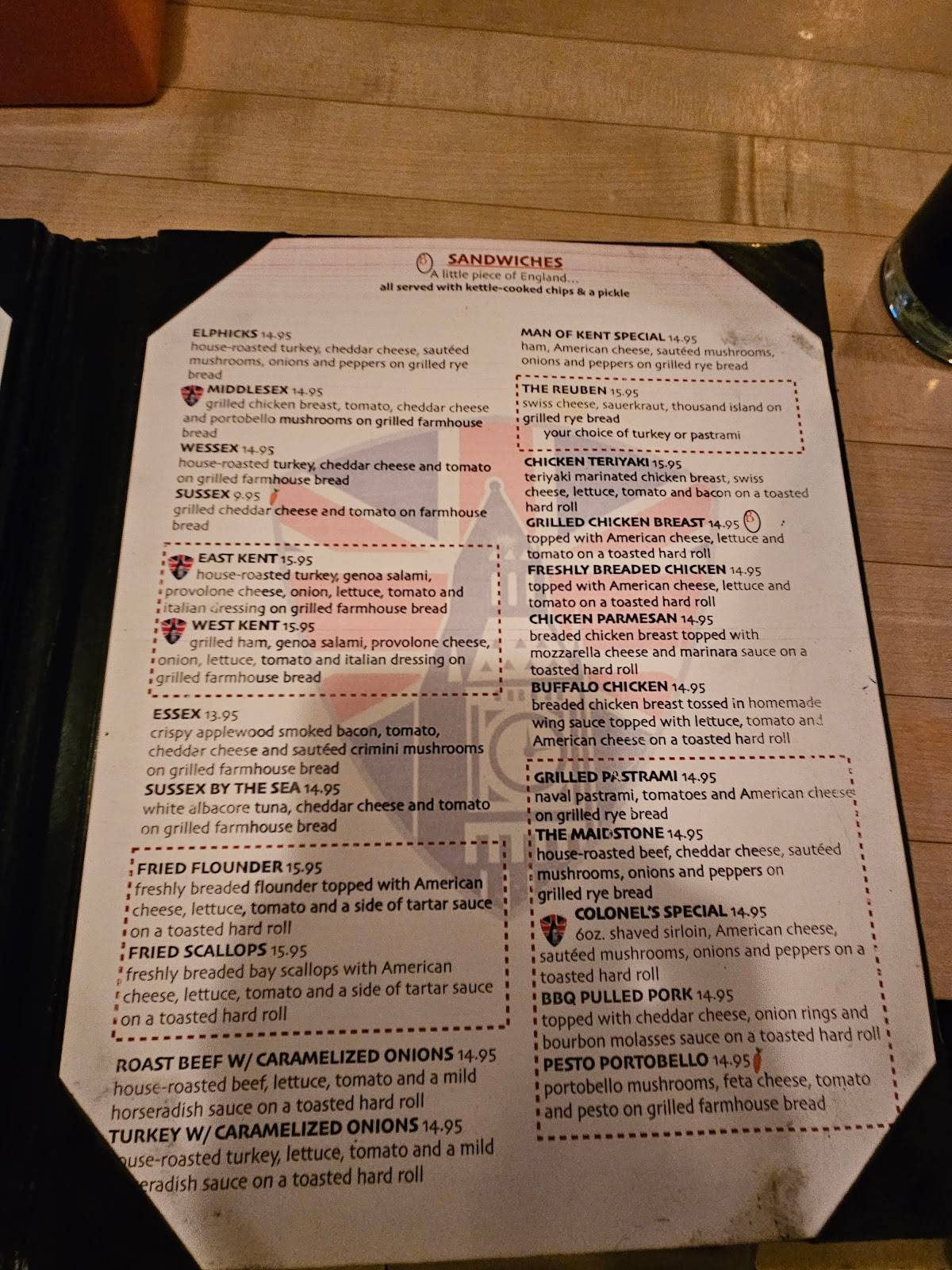 Menu at Man of Kent Tavern pub & bar, Hoosick