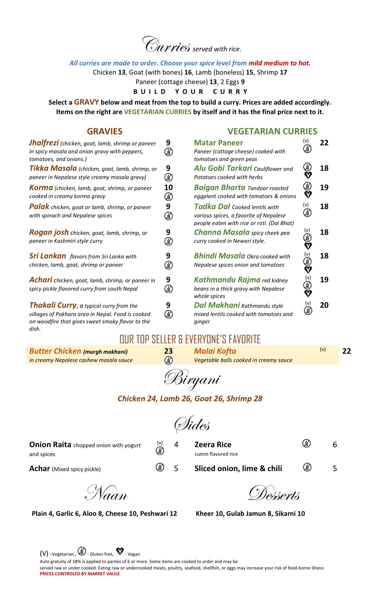 Carta de Mandala Restaurant, Anchorage, 209 E Dimond Blvd