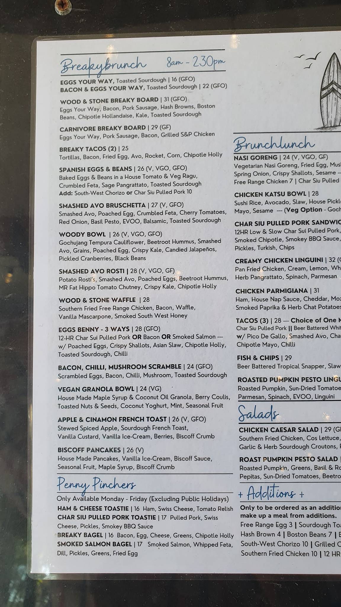 Menu at Wood and Stone Café cafe, Mandurah