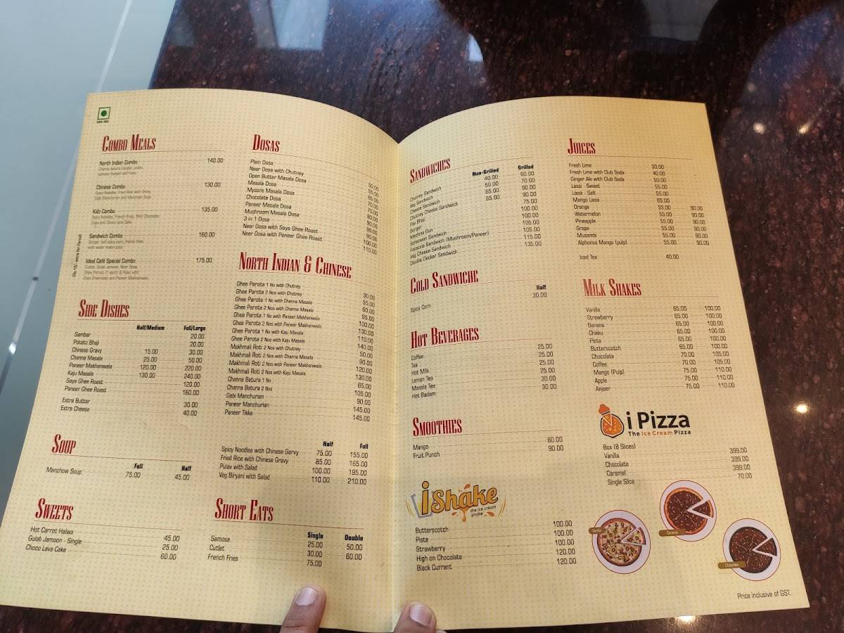 Menu at Pabbas Ideal Cafe, Bharat Mall, Mangaluru