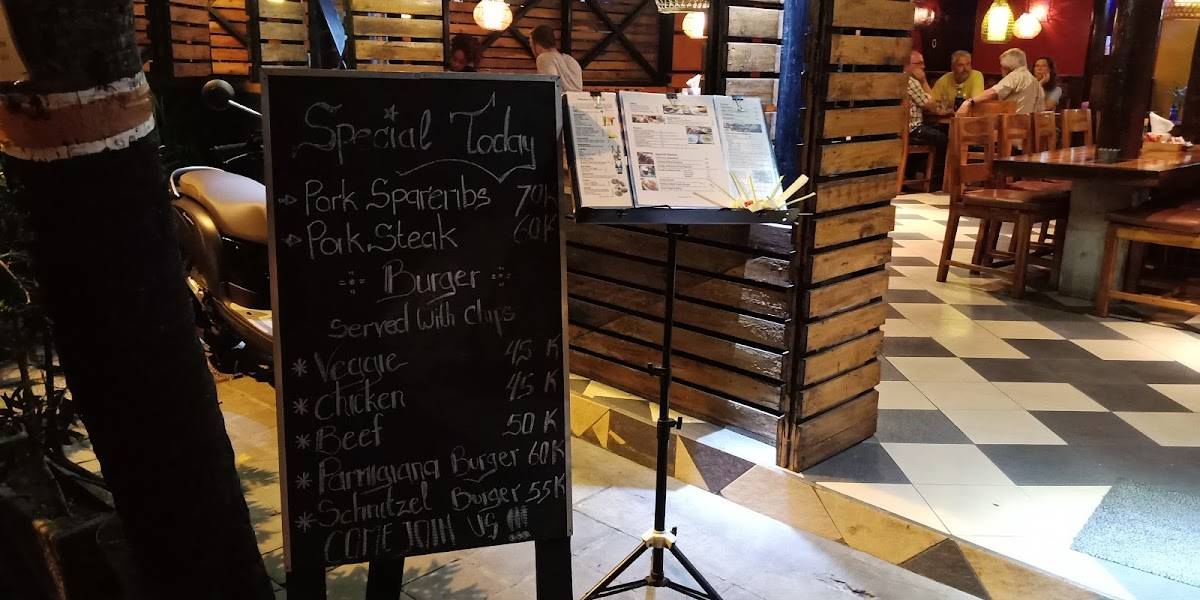 Menu at Ozone Café restaurant, Padangbai