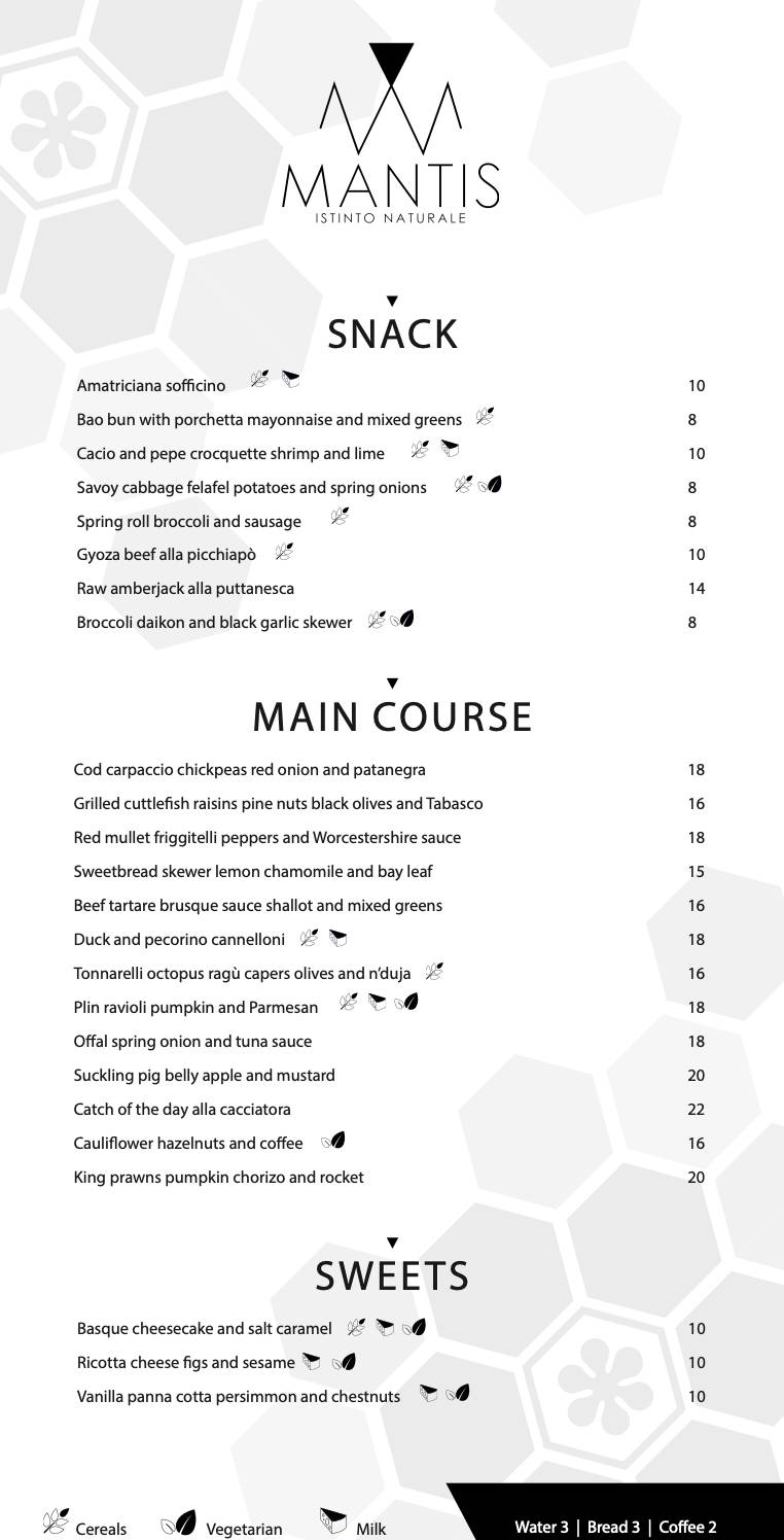 Menu au Mantis - Istinto Naturale pub et bar, Rome