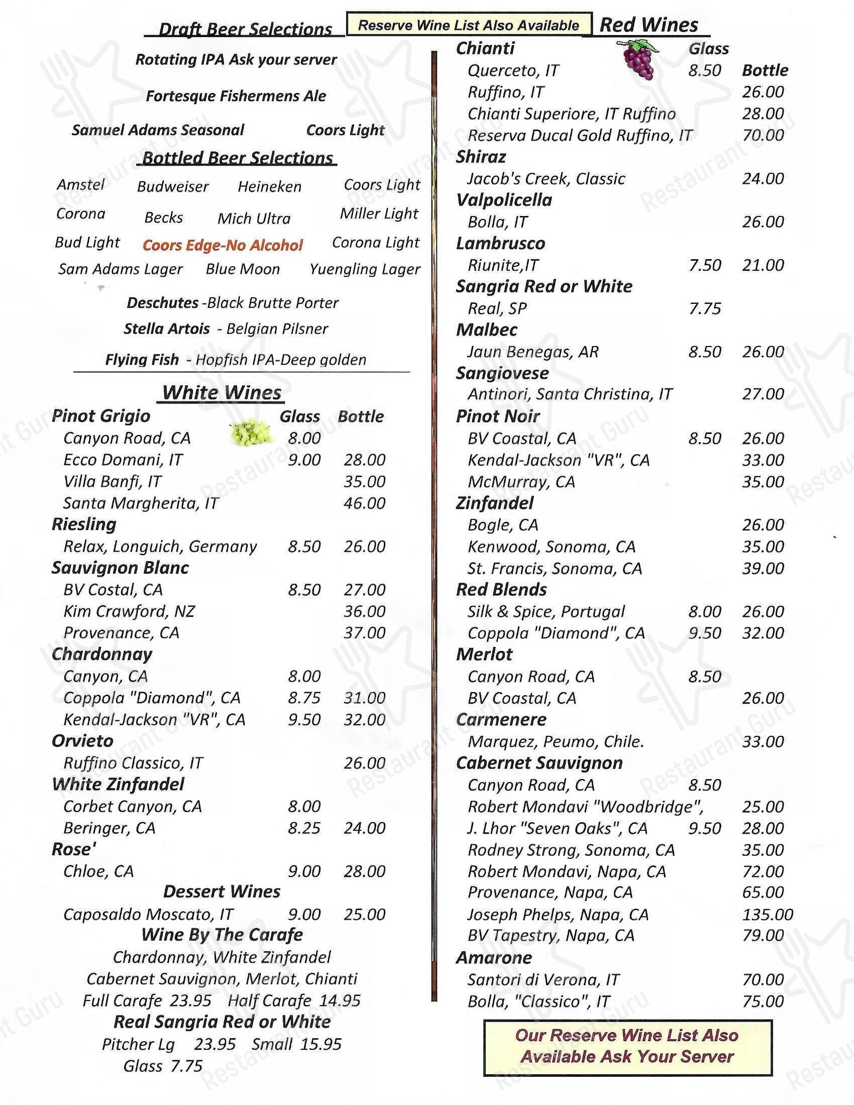 Menu at Maplewood III of Vineland restaurant, Vineland