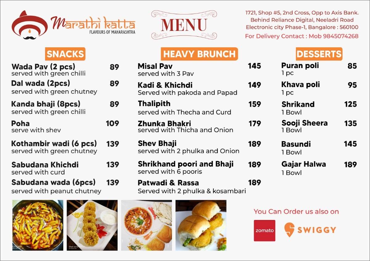 Menu at Marathi Katta Flavours Of Maharashtra, Doddathoguru