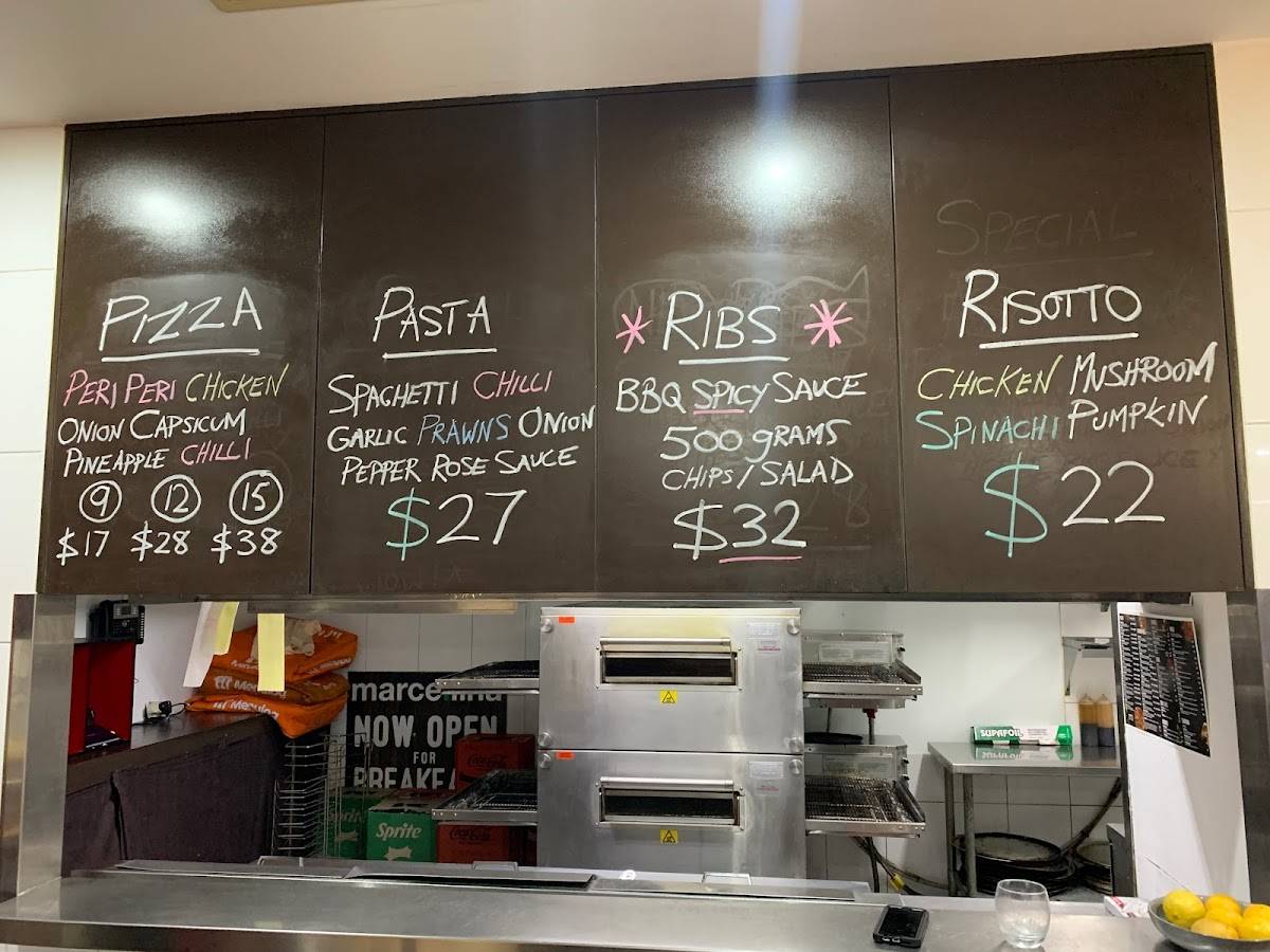 Menu at Marcellina pizzeria, Blair Athol