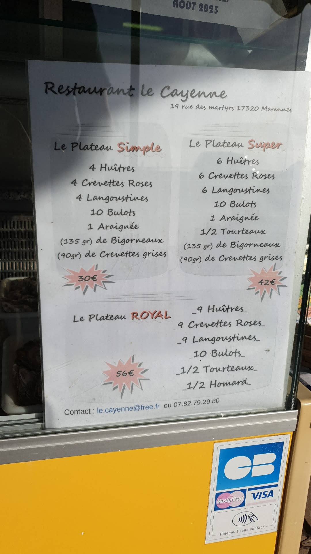 Menu au Le Cayenne Marennes restaurant, Marennes, 19 Rue des Martyrs