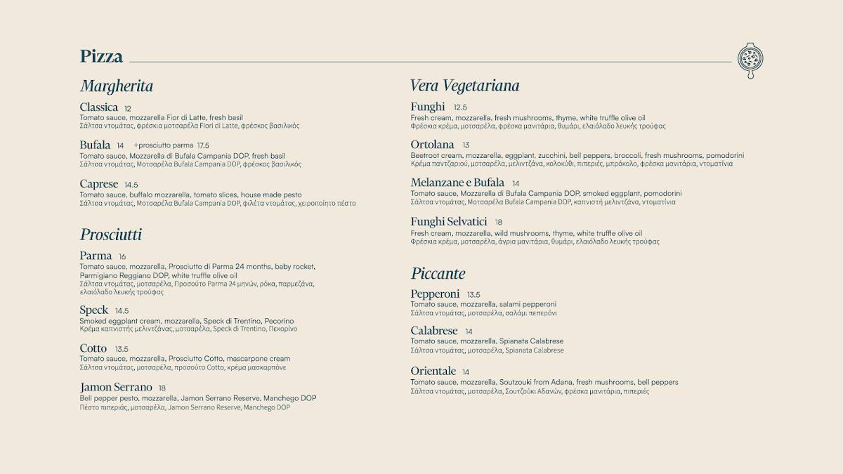 Menu at Margherita Pizza Artigianale Ayia Napa, Ayia Napa