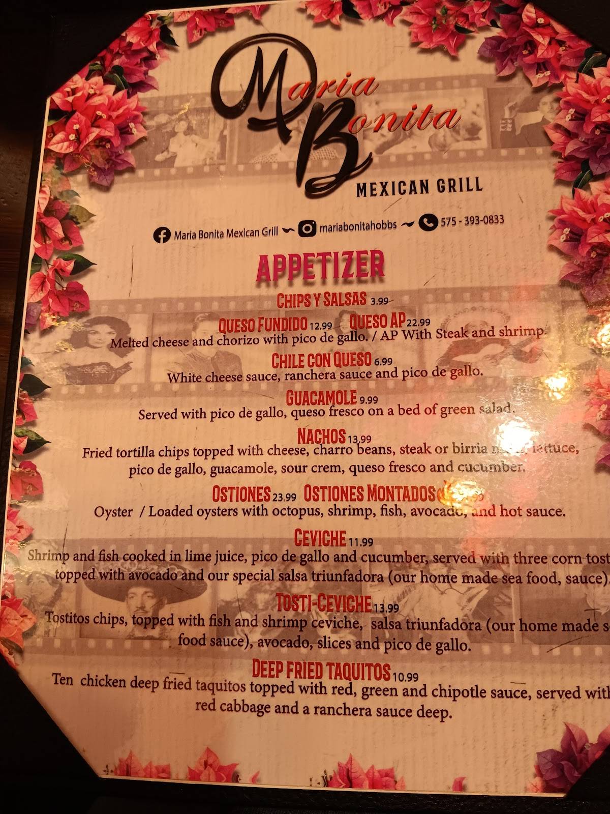 Inspiring Maria Bonita Mexican Grill Menu Gallery