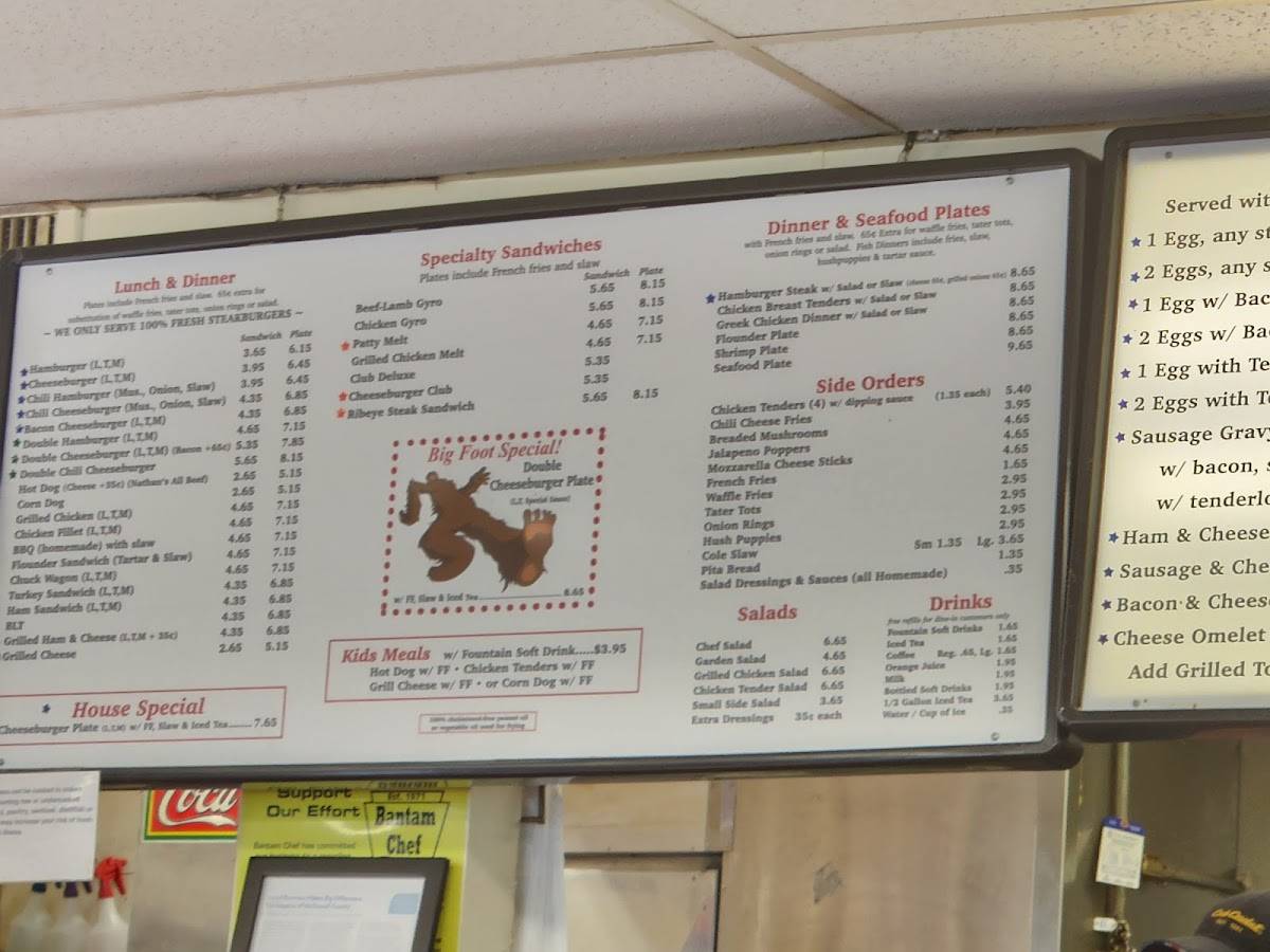 Menu at Bantam Chef restaurant, Marion, Rutherford Rd