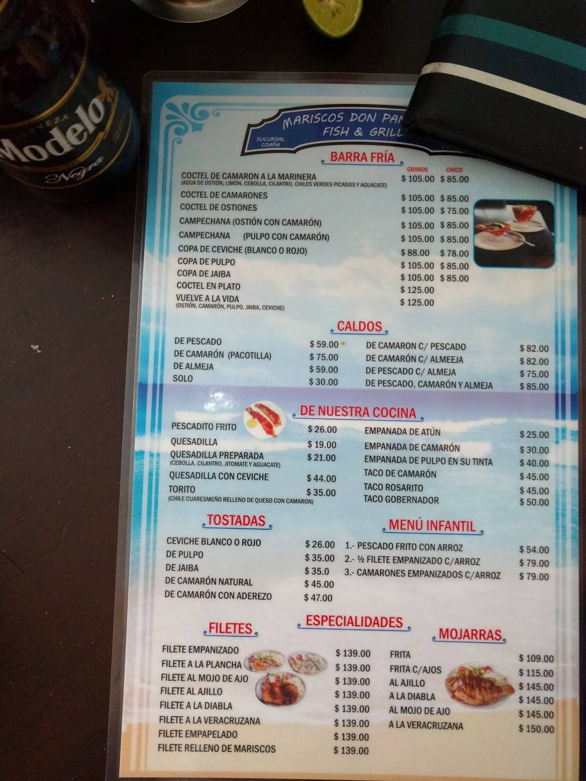 Carta del restaurante Mariscos Don Panchito, Ciudad del México, Av ...