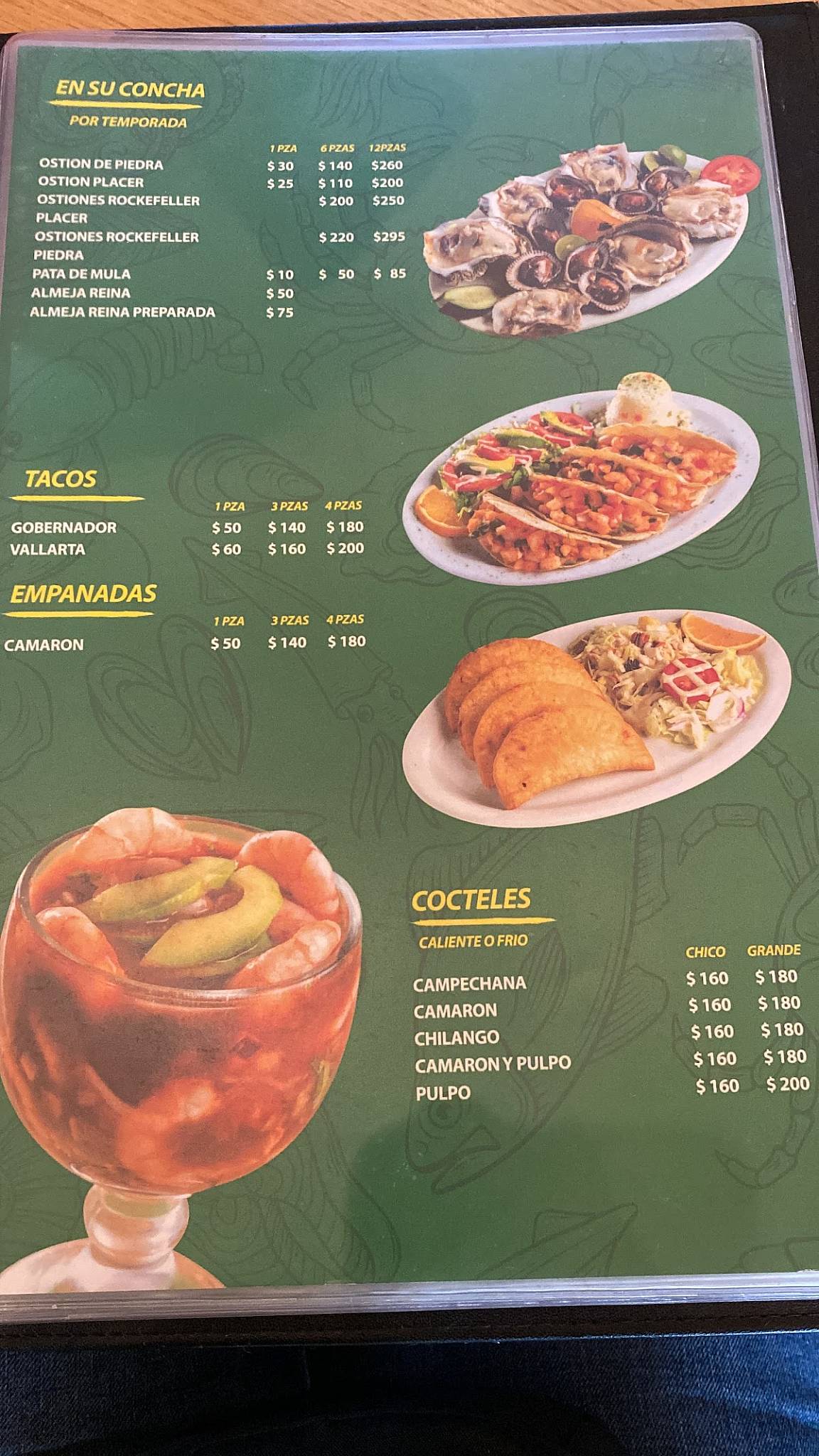 Carta del restaurante Mariscos El Memin Valle Real, Zapopan