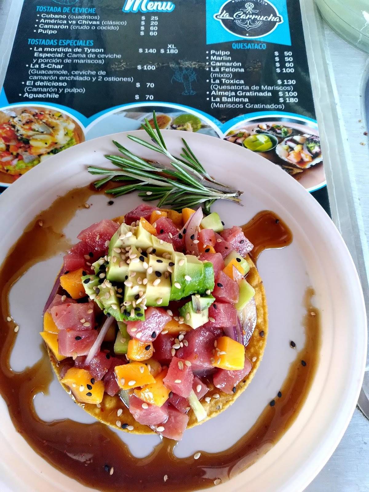 Carta del restaurante Mariscos La Carrucha, Ensenada