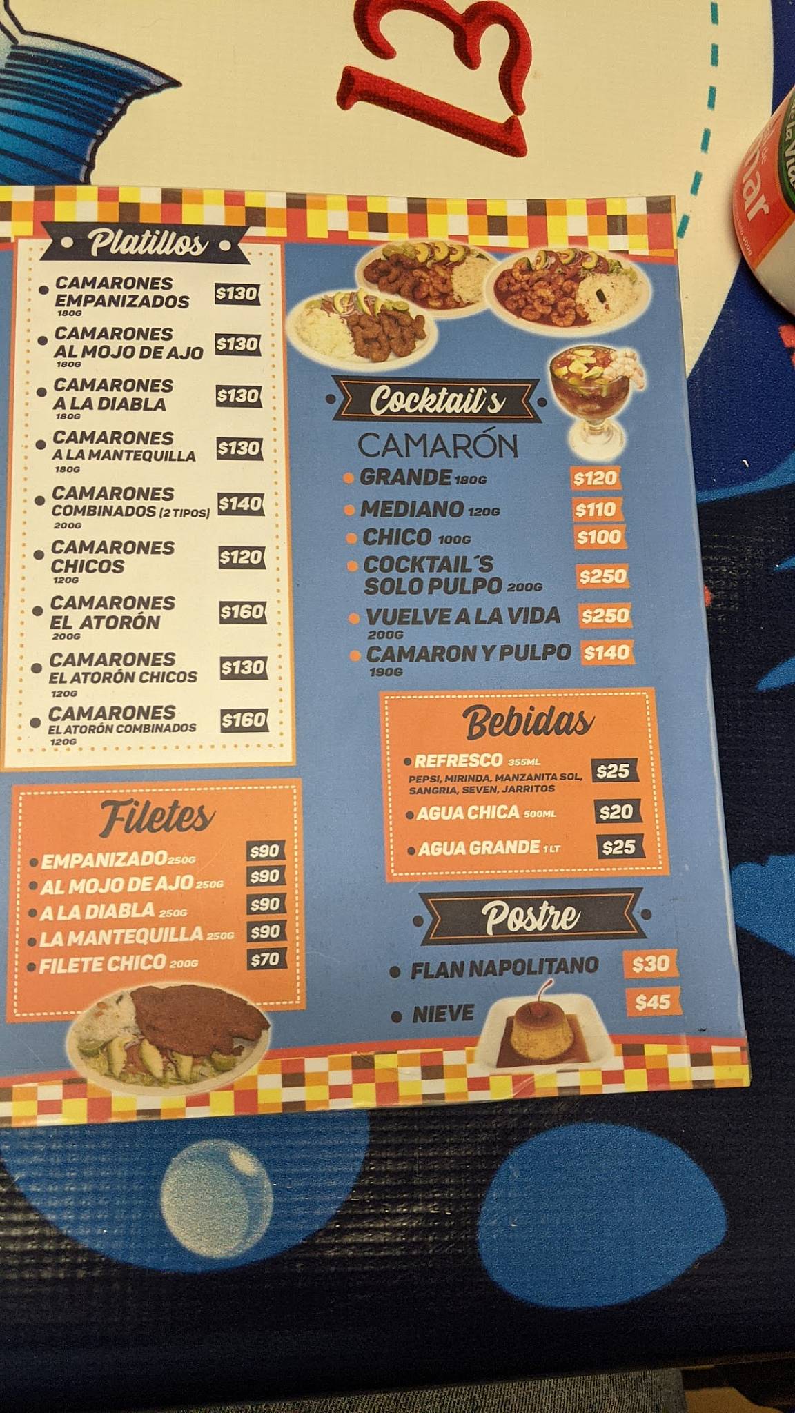 Carta del restaurante Mariscos El Atorón, Zapopan, Calz Federalismo 1733