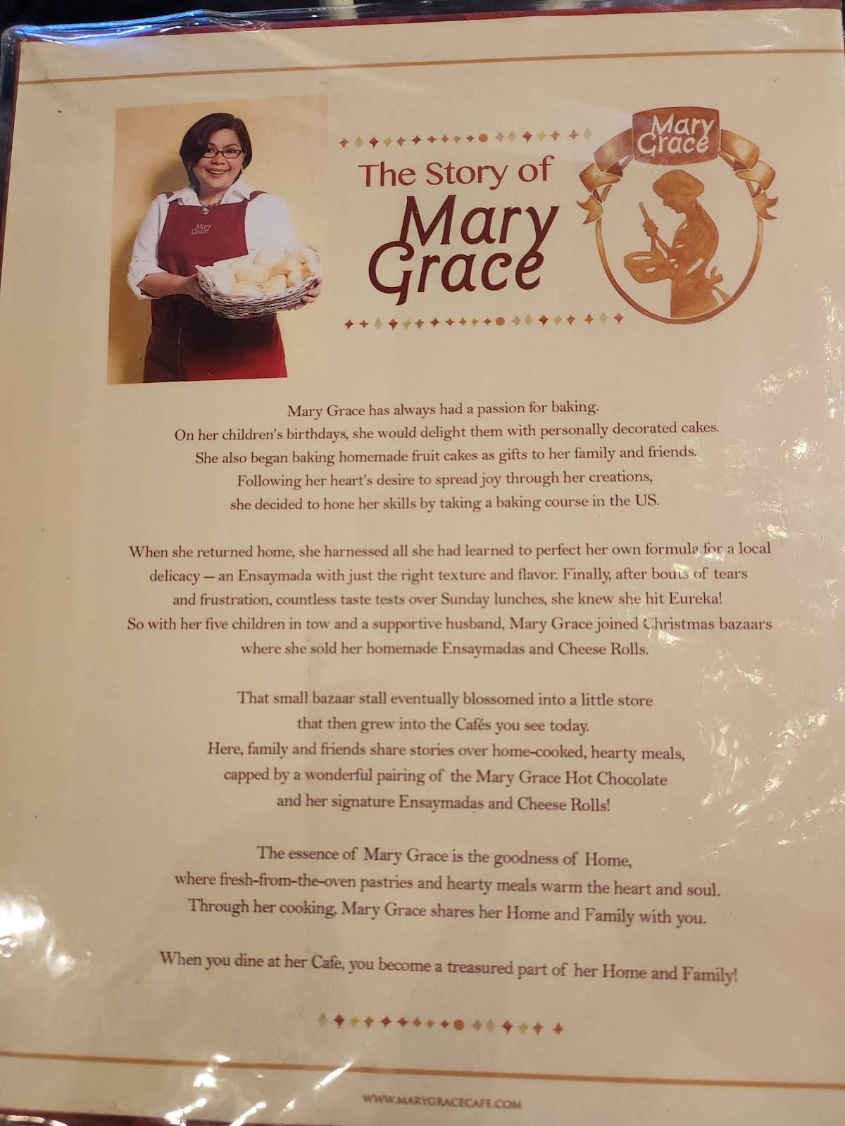 Carta de Mary Grace Cafe, Taguig, G/F
