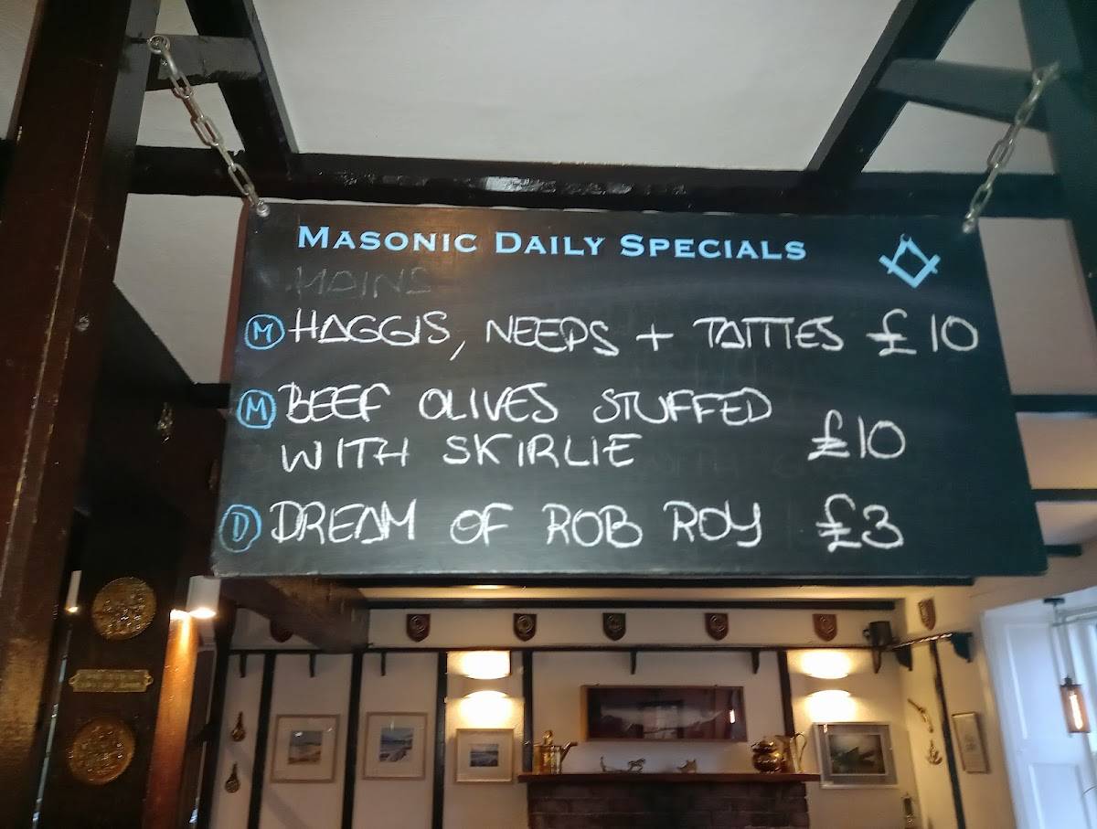 Menu at Masonic Arms restaurant, Gatehouse of Fleet