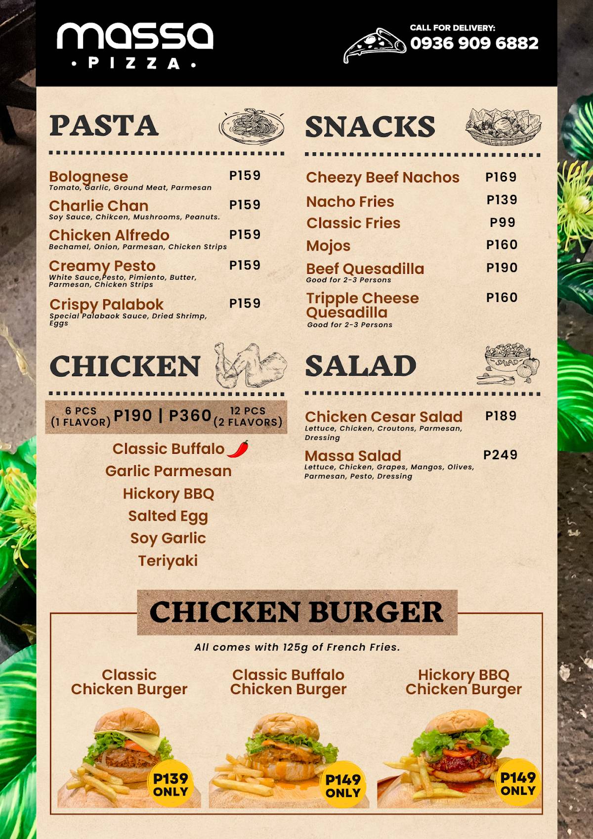 Menu at Massa Pizza pizzeria, Dasmariñas