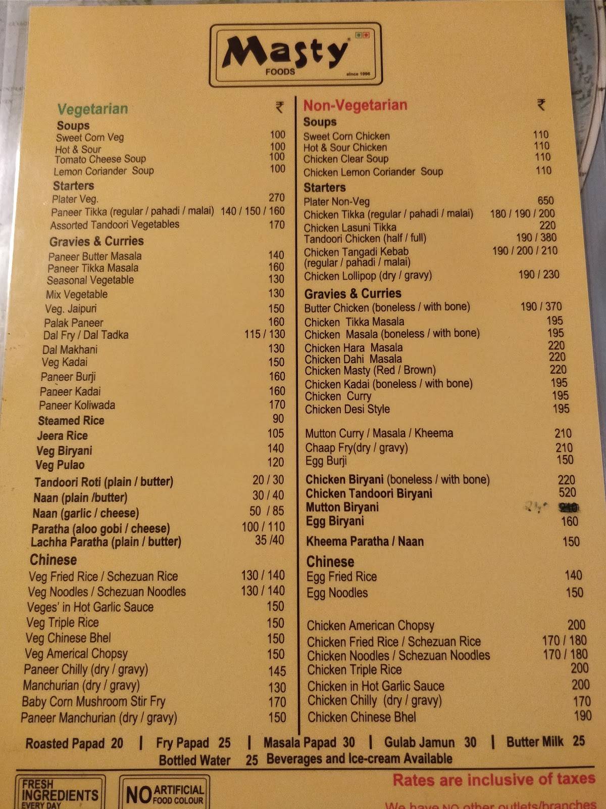Menu at Masty Foods - The Original, Ahmedabad, 105