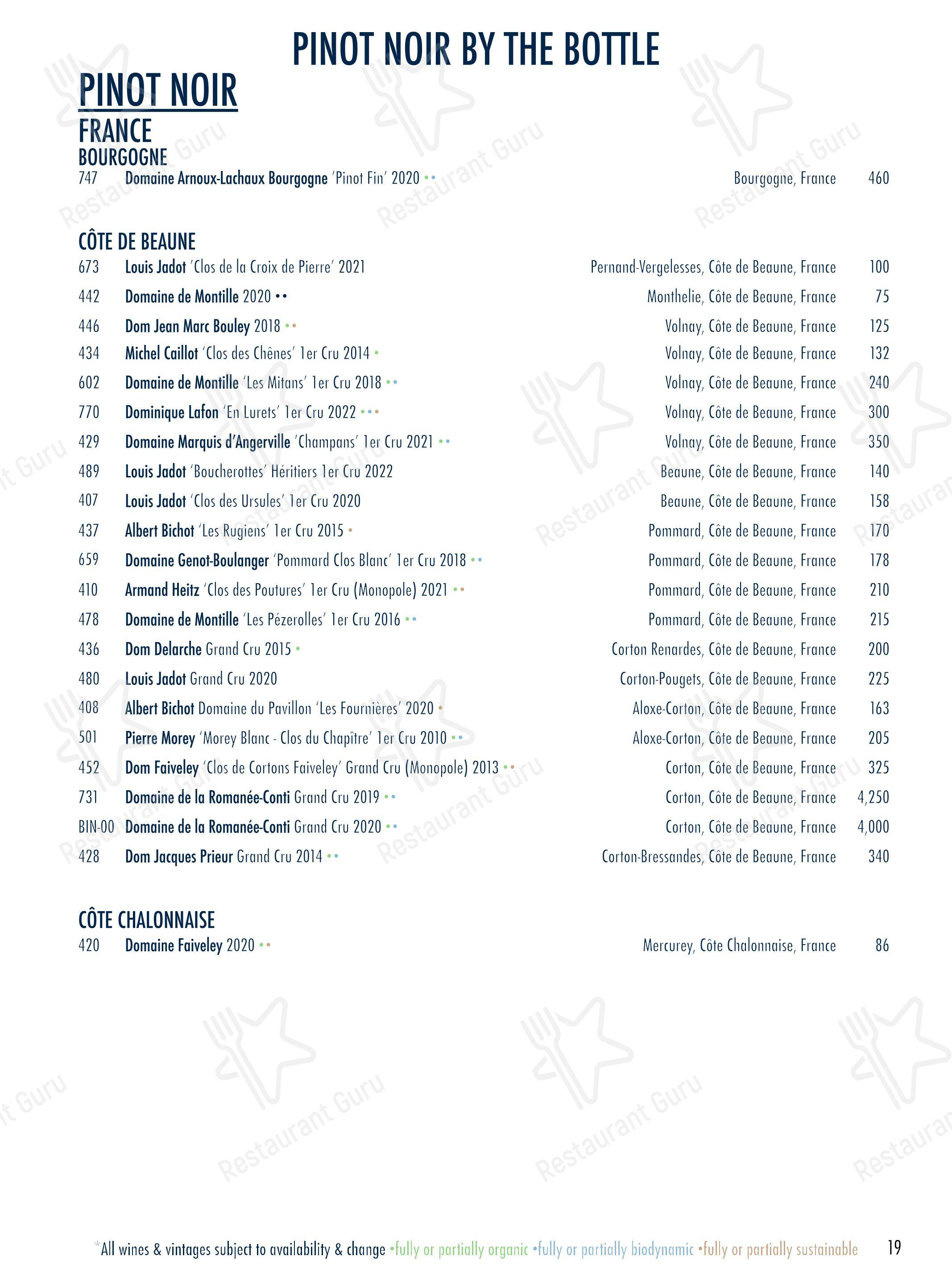 Menu at Matunuck Oyster Bar, South Kingstown, 629 Succotash Rd