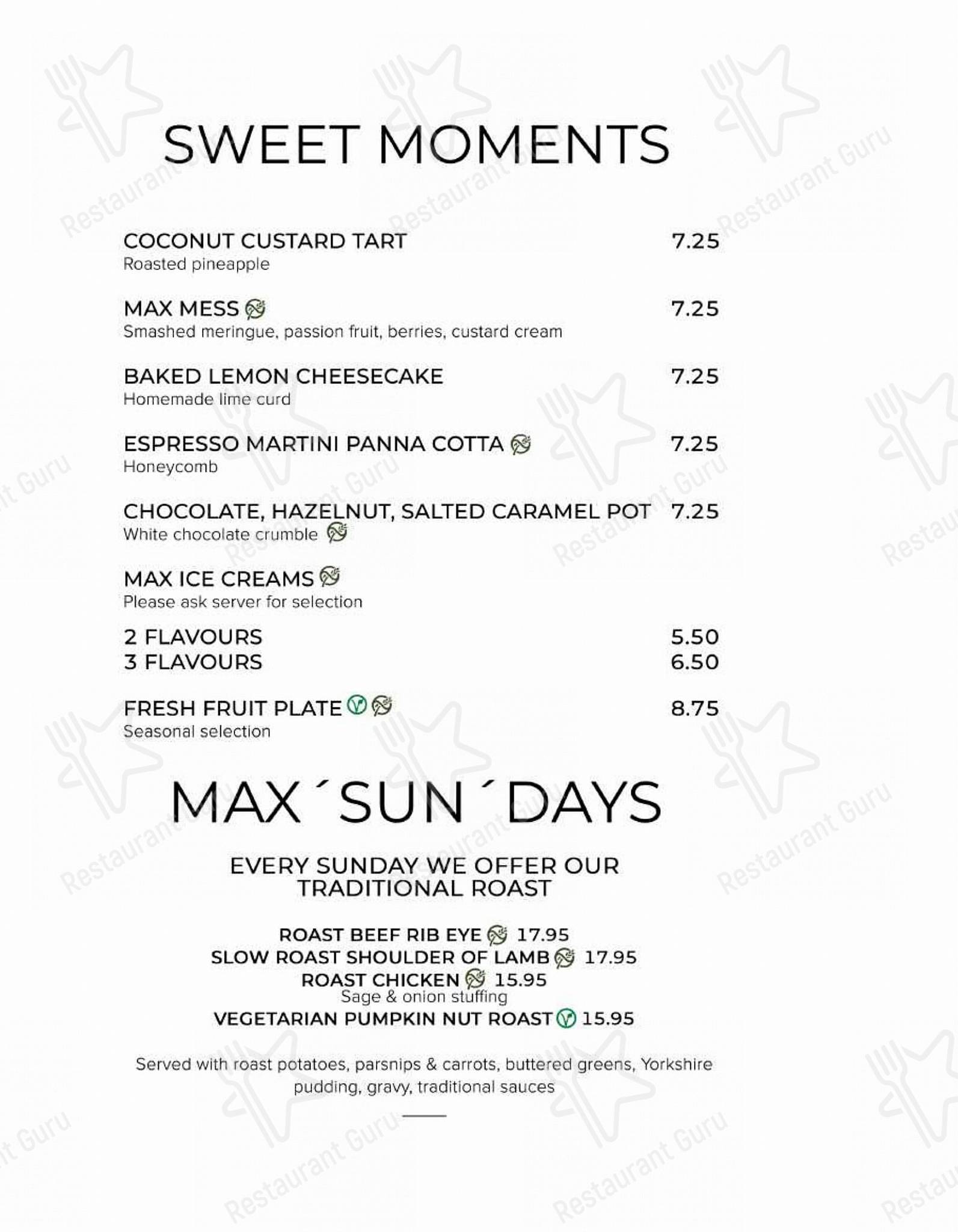 Menu at Max Beach pub & bar, Sitio de Calahonda, 29649 Mijas