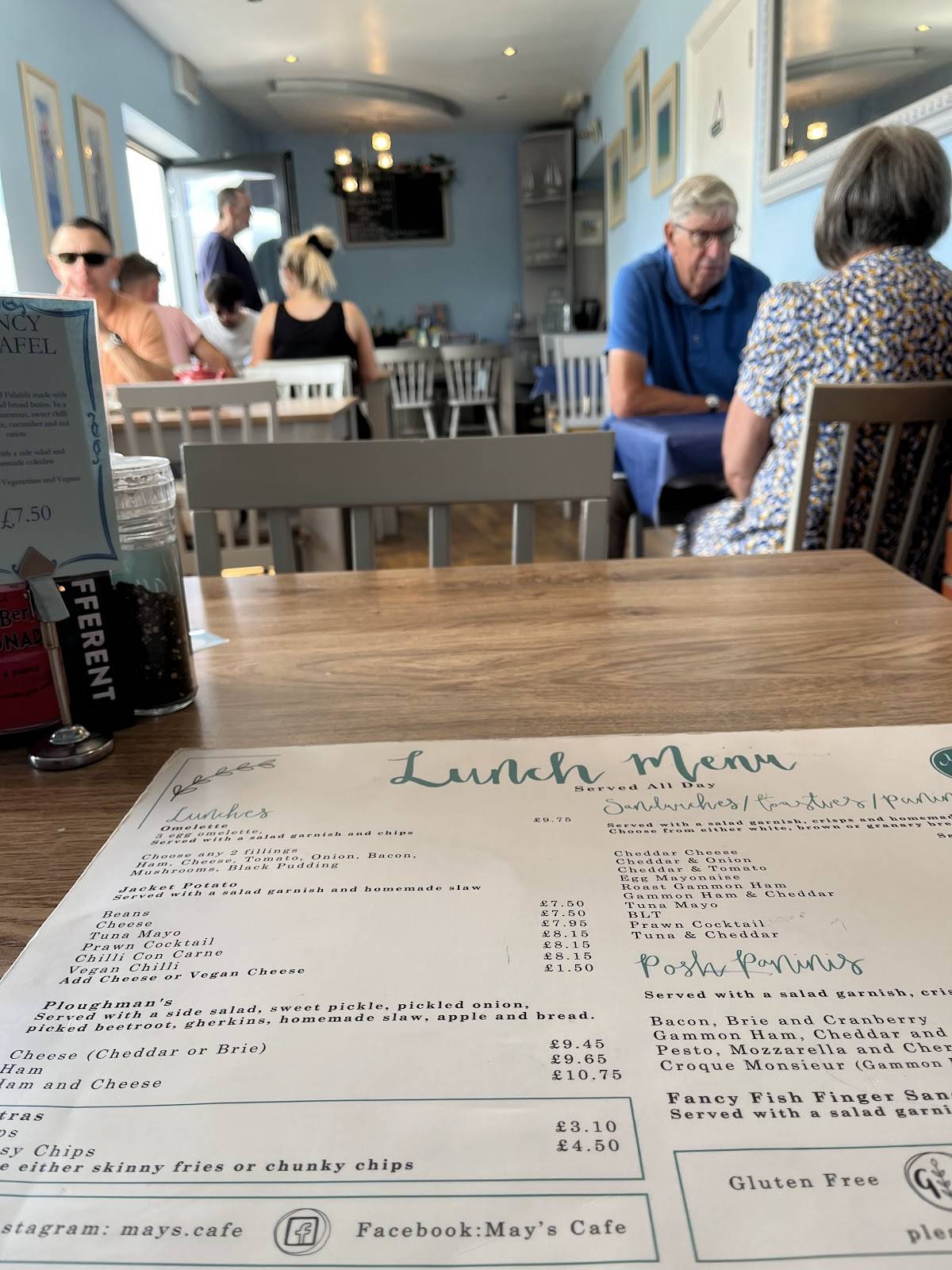 Menu at May's Café cafe, Burnham-on-Sea