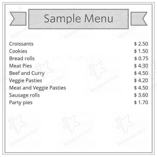 Menu at McKinnon Village Bakery, McKinnon