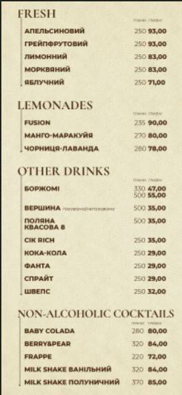 Carta de Meat&Meet Bar, Mukácheve